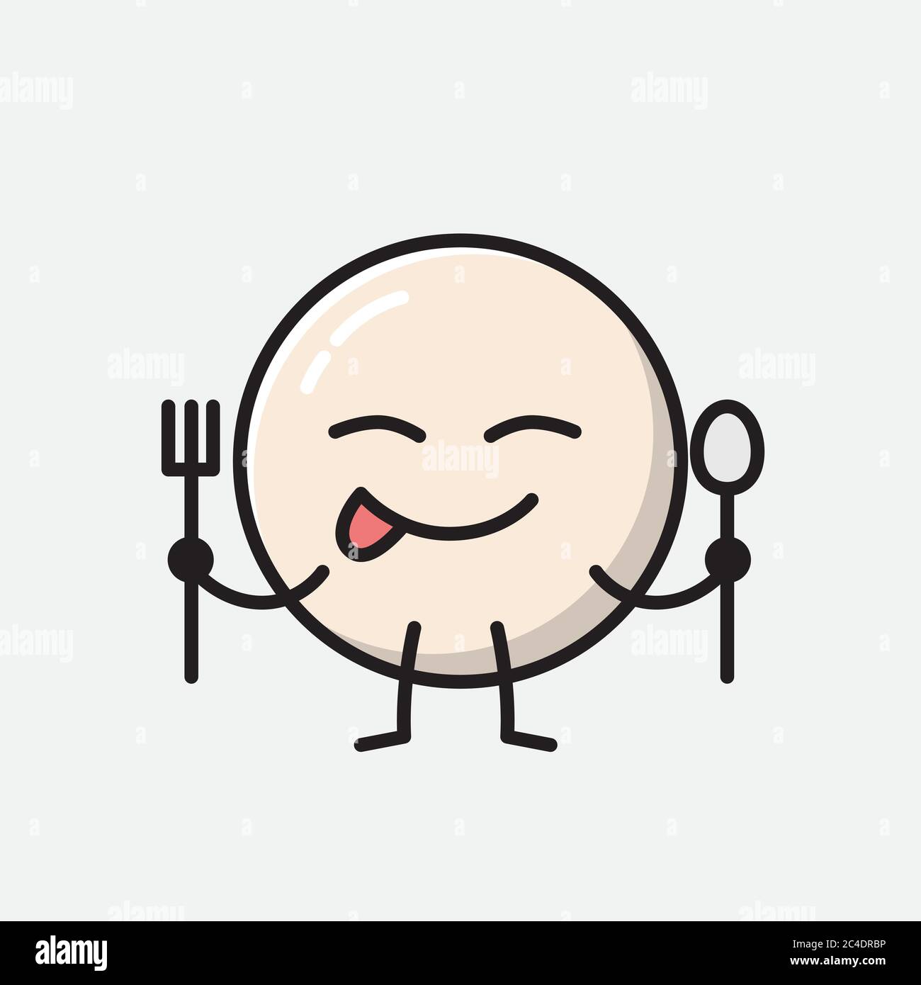 An illustration of Cute White Ball Mascot Vector Character in Flat ...