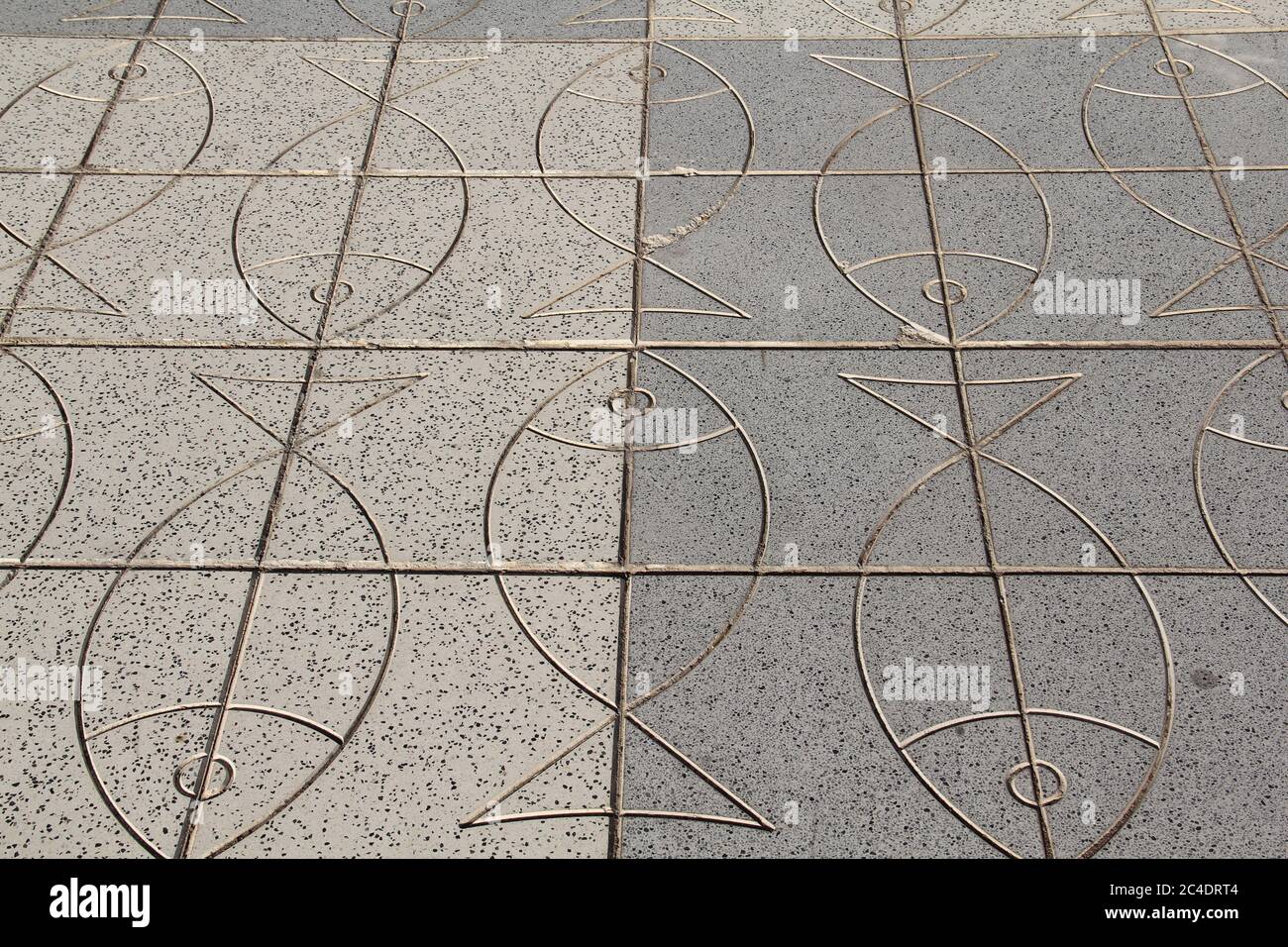 High angle shot of a tiled floor with fish patterns Stock Photo - Alamy