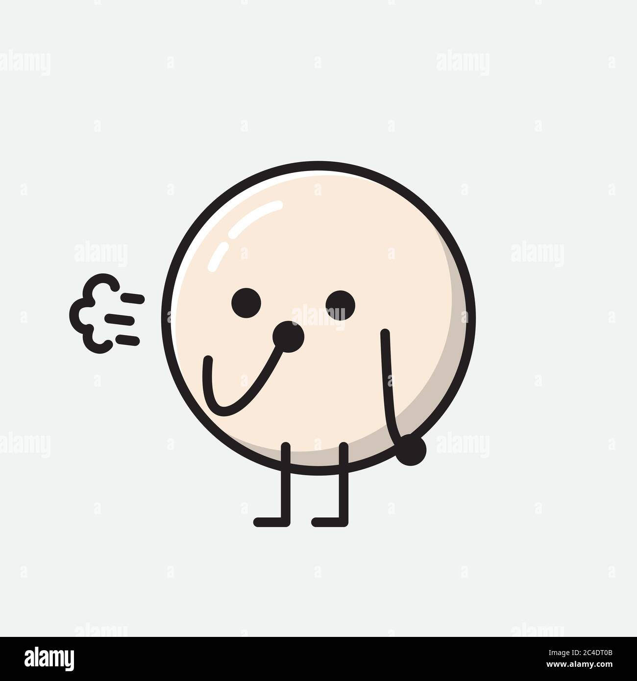 An illustration of Cute White Ball Mascot Vector Character in Flat ...