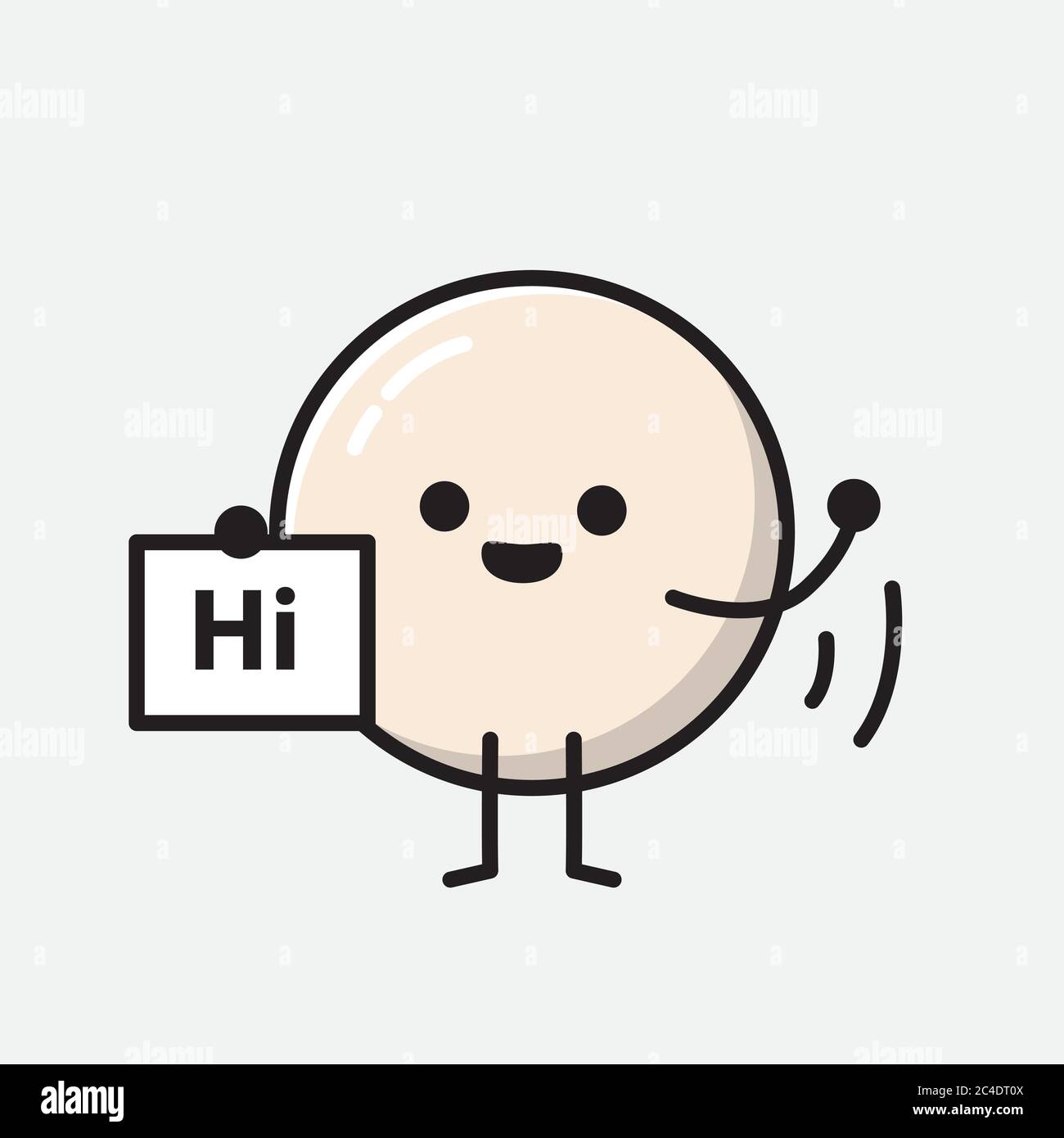 An illustration of Cute White Ball Mascot Vector Character in Flat ...
