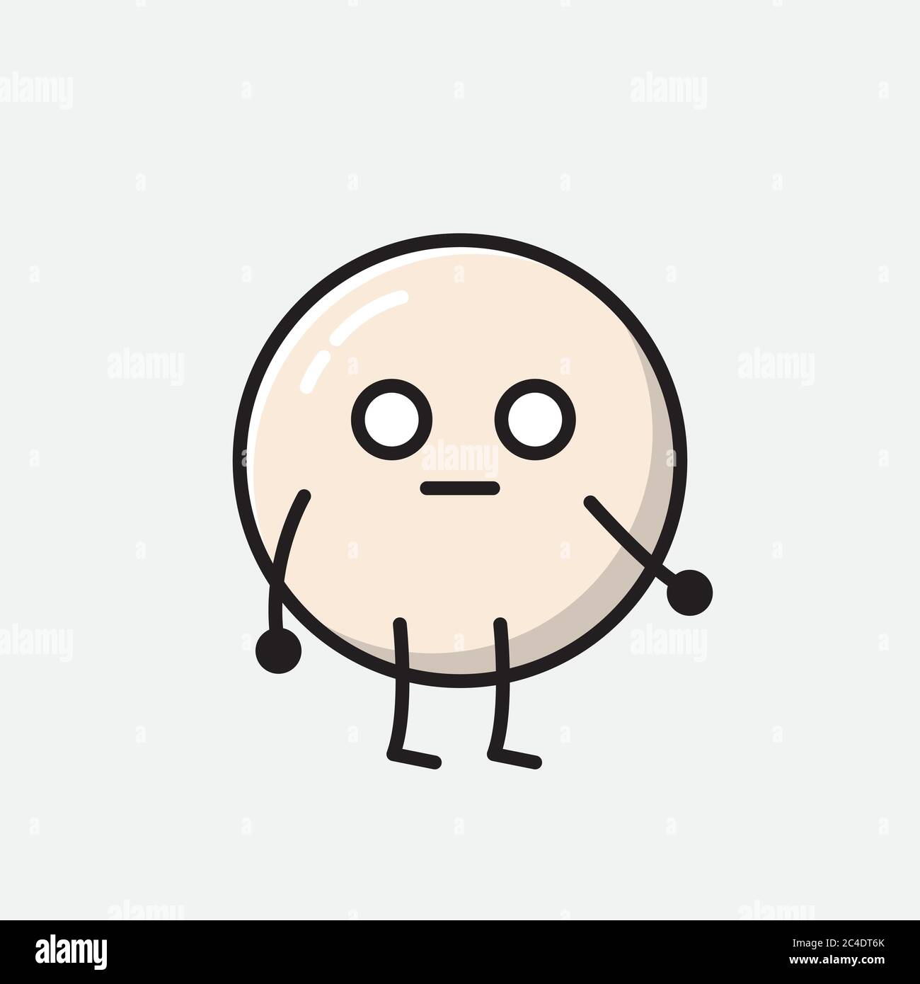 An illustration of Cute White Ball Mascot Vector Character in Flat ...