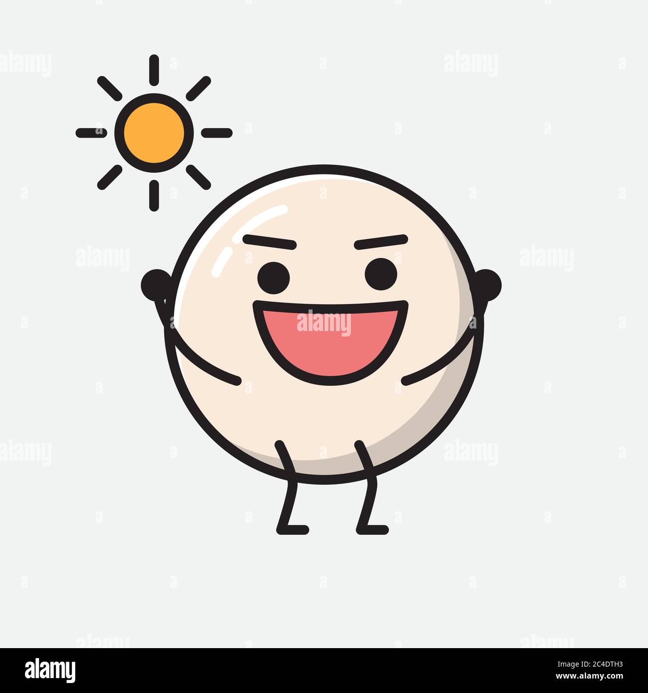 An illustration of Cute White Ball Mascot Vector Character in Flat ...