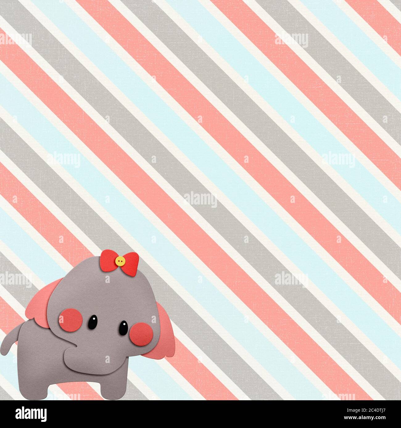 A cartoon elephant with ribbon in a slanting color line Stock Photo - Alamy