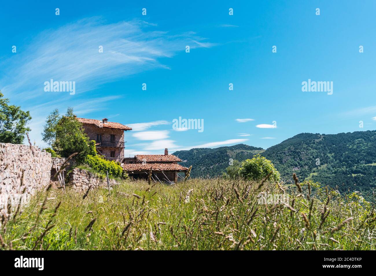 Abandoned house in the mountains. Stone house with views of the ...