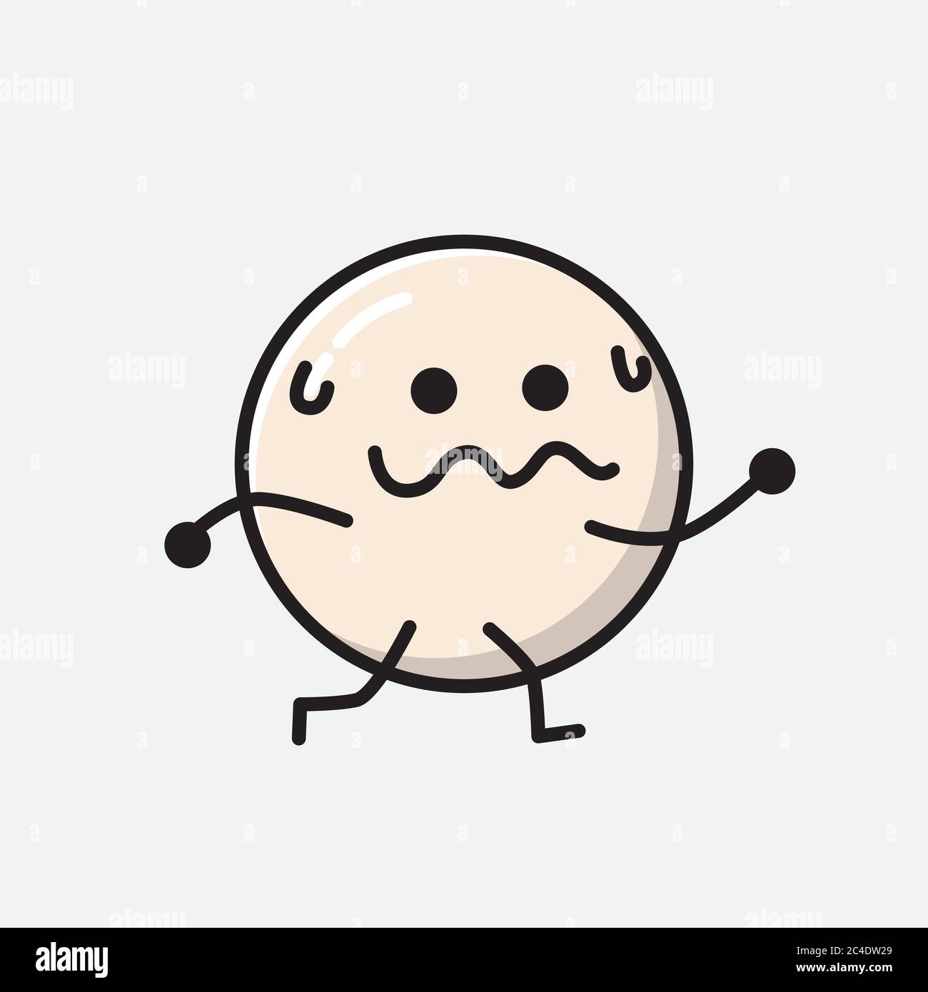 An illustration of Cute White Ball Mascot Vector Character in Flat ...