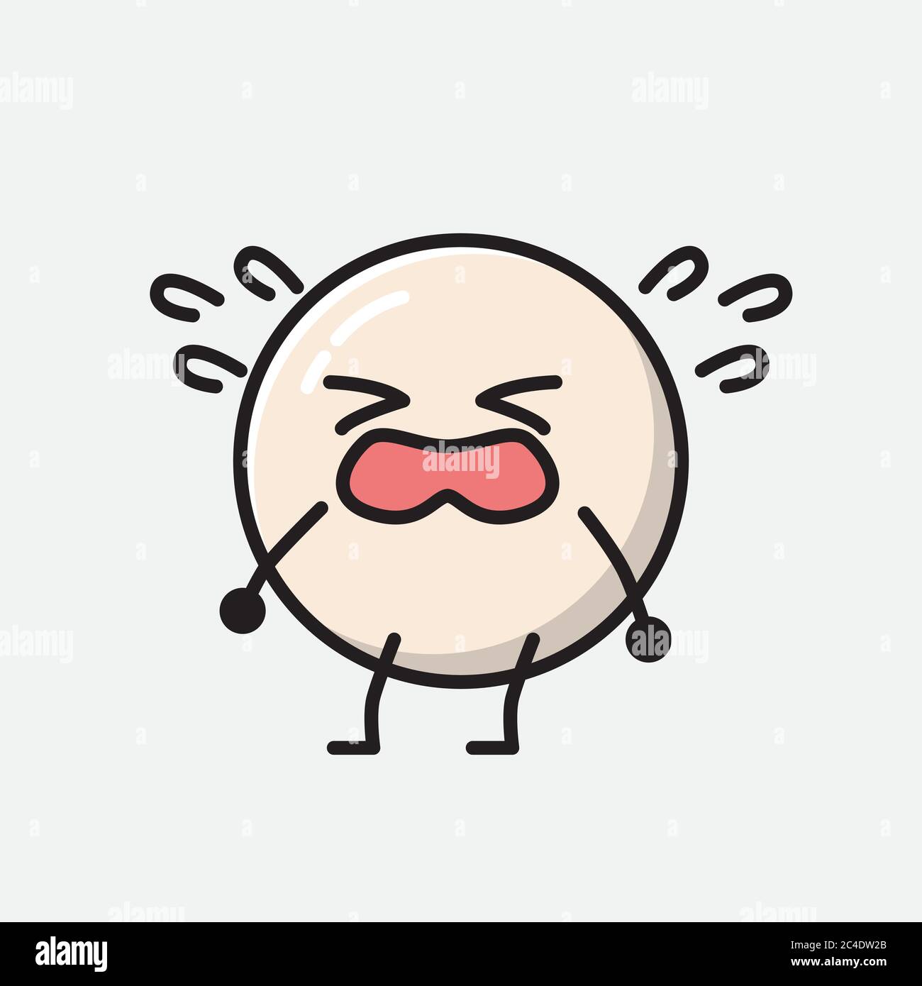 An illustration of Cute White Ball Mascot Vector Character in Flat ...