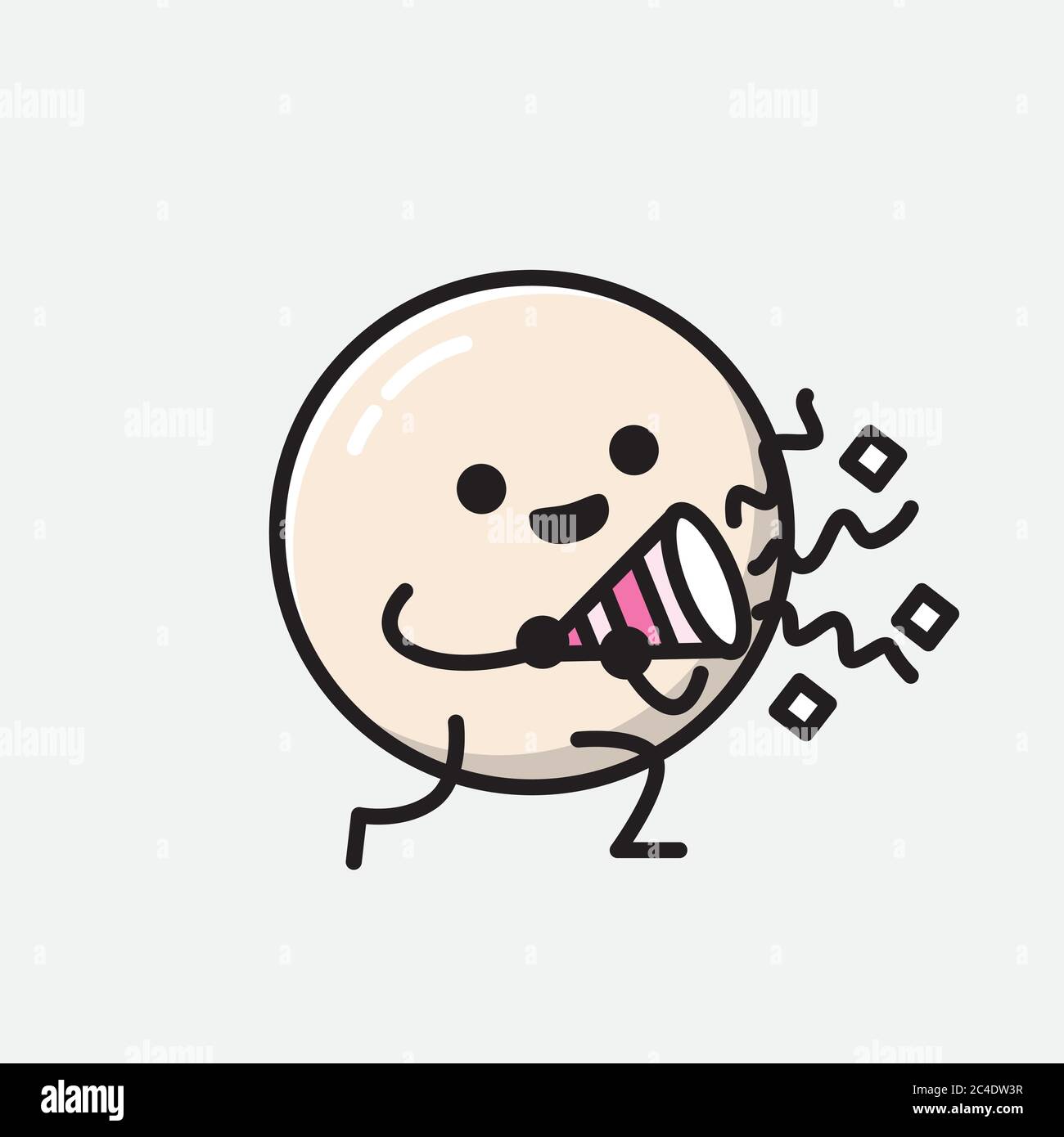 An illustration of Cute White Ball Mascot Vector Character in Flat ...