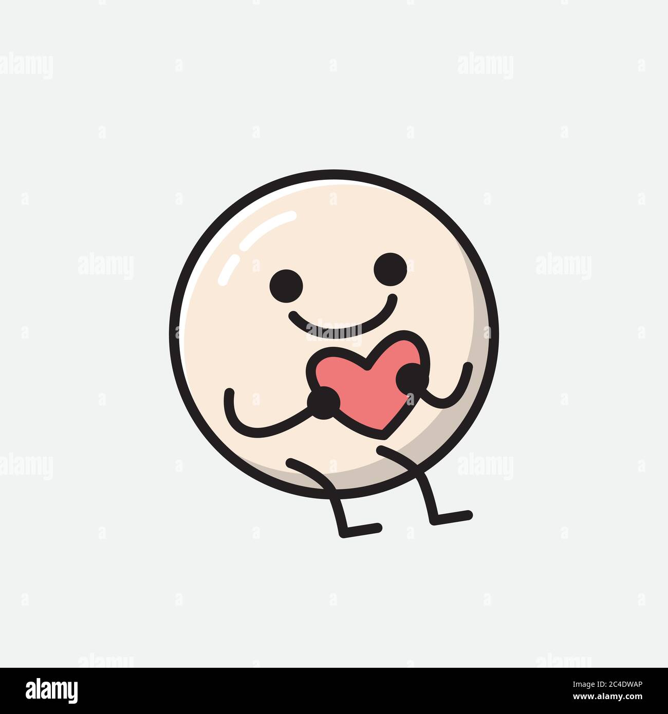 An illustration of Cute White Ball Mascot Vector Character in Flat ...