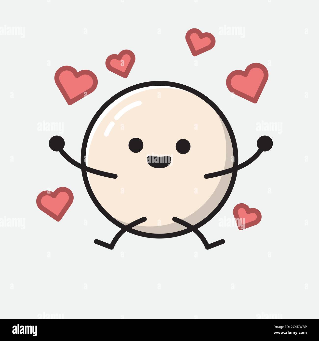 An illustration of Cute White Ball Mascot Vector Character in Flat ...