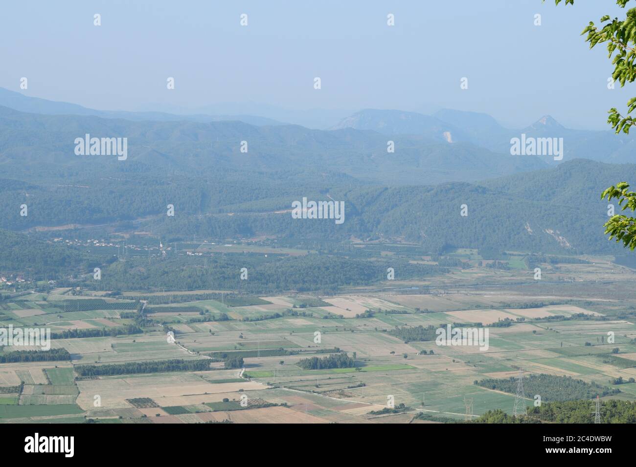 View from Above of a Settlement and Crop Fields in Turkey Stock Photo ...