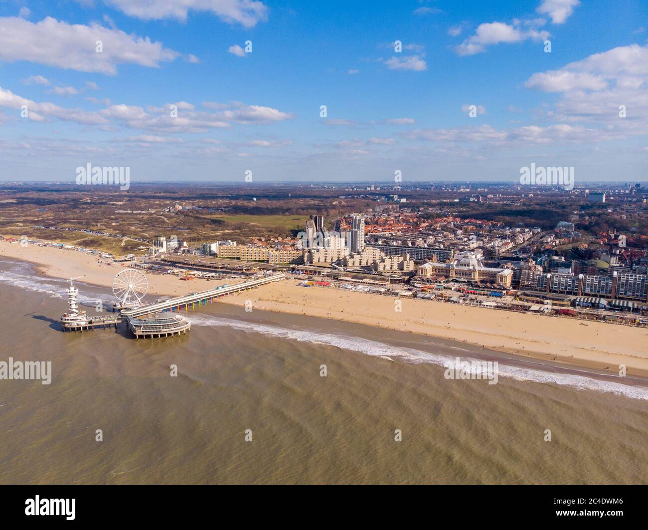 Pier with Ferris Wheel at Northern Sea Scheveningen Beach , located ...