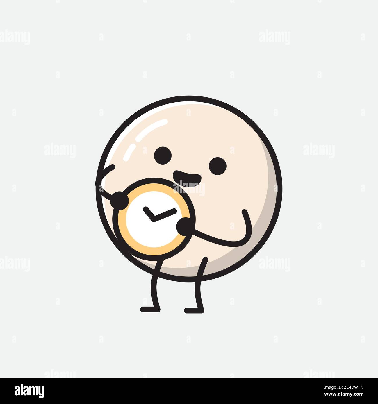 An illustration of Cute White Ball Mascot Vector Character in Flat ...