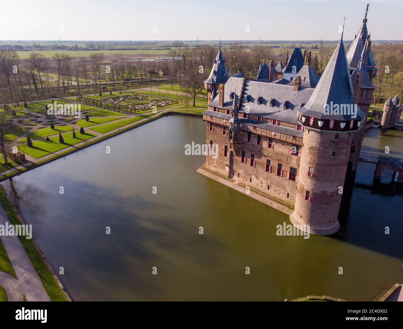 Aerial bird Eye view of De Haar castle, Netherlands Stock Photo - Alamy