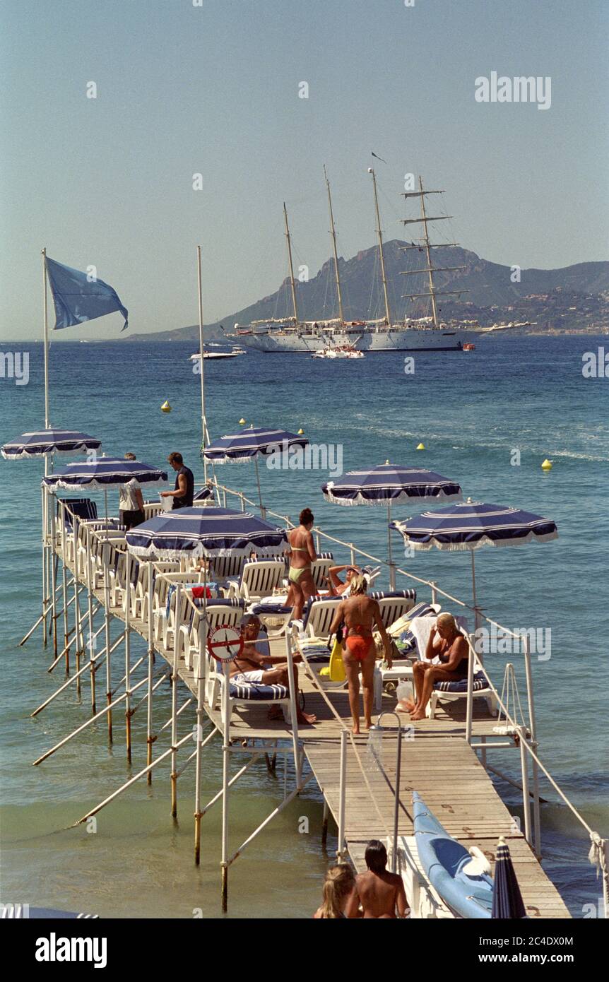 CANNES CROISETTE FRENCH RIVIERA - BEACH PIER IN SUMMER TIME - COLOR ...