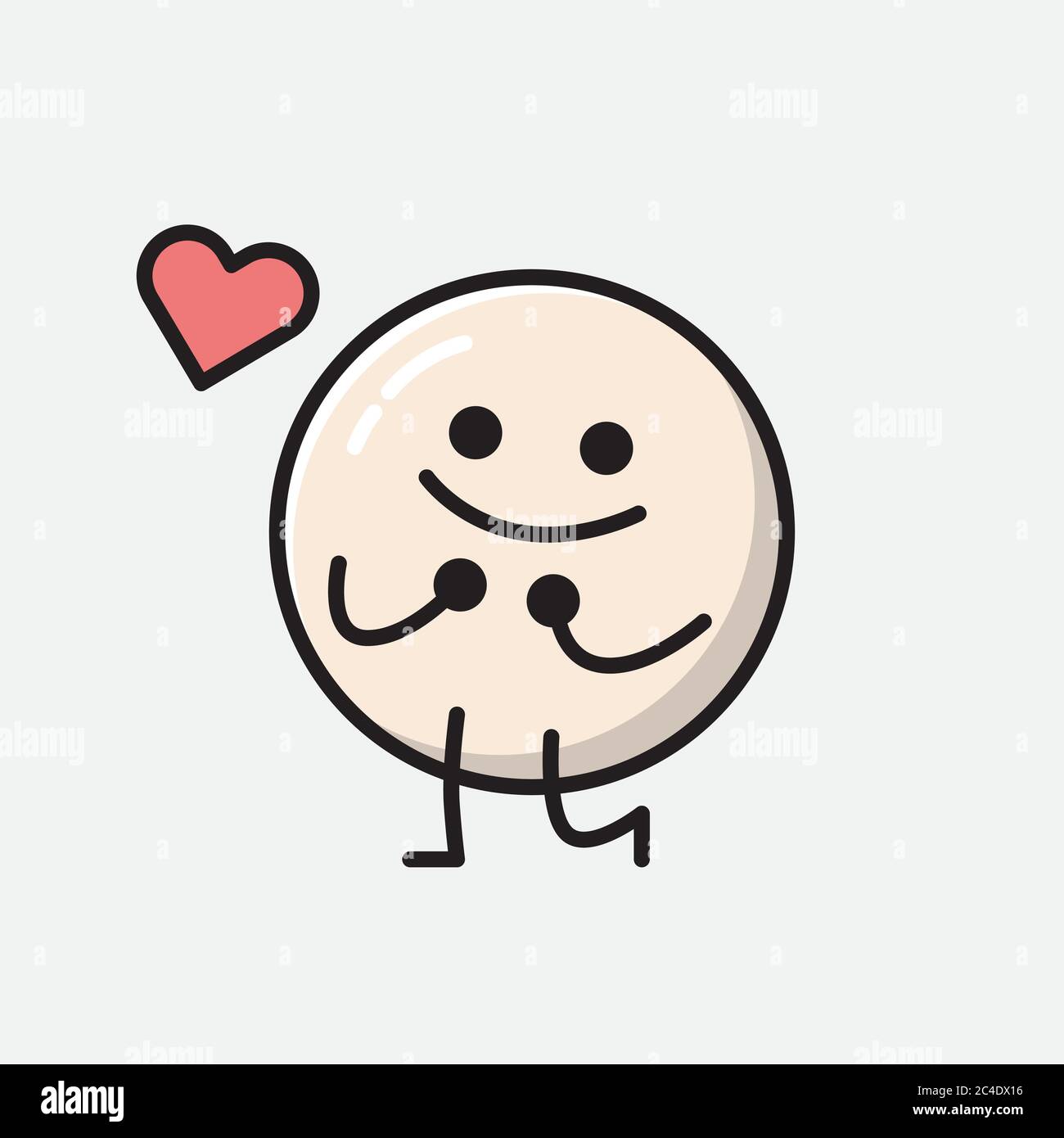 An illustration of Cute White Ball Mascot Vector Character in Flat ...