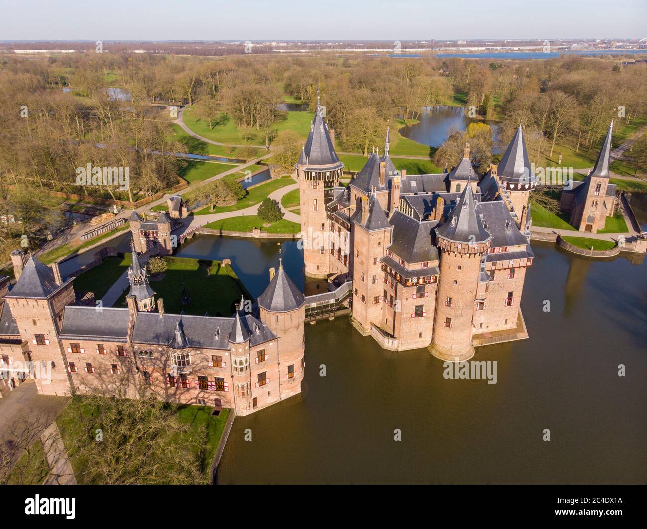 Aerial bird Eye view of De Haar castle, Netherlands Stock Photo - Alamy