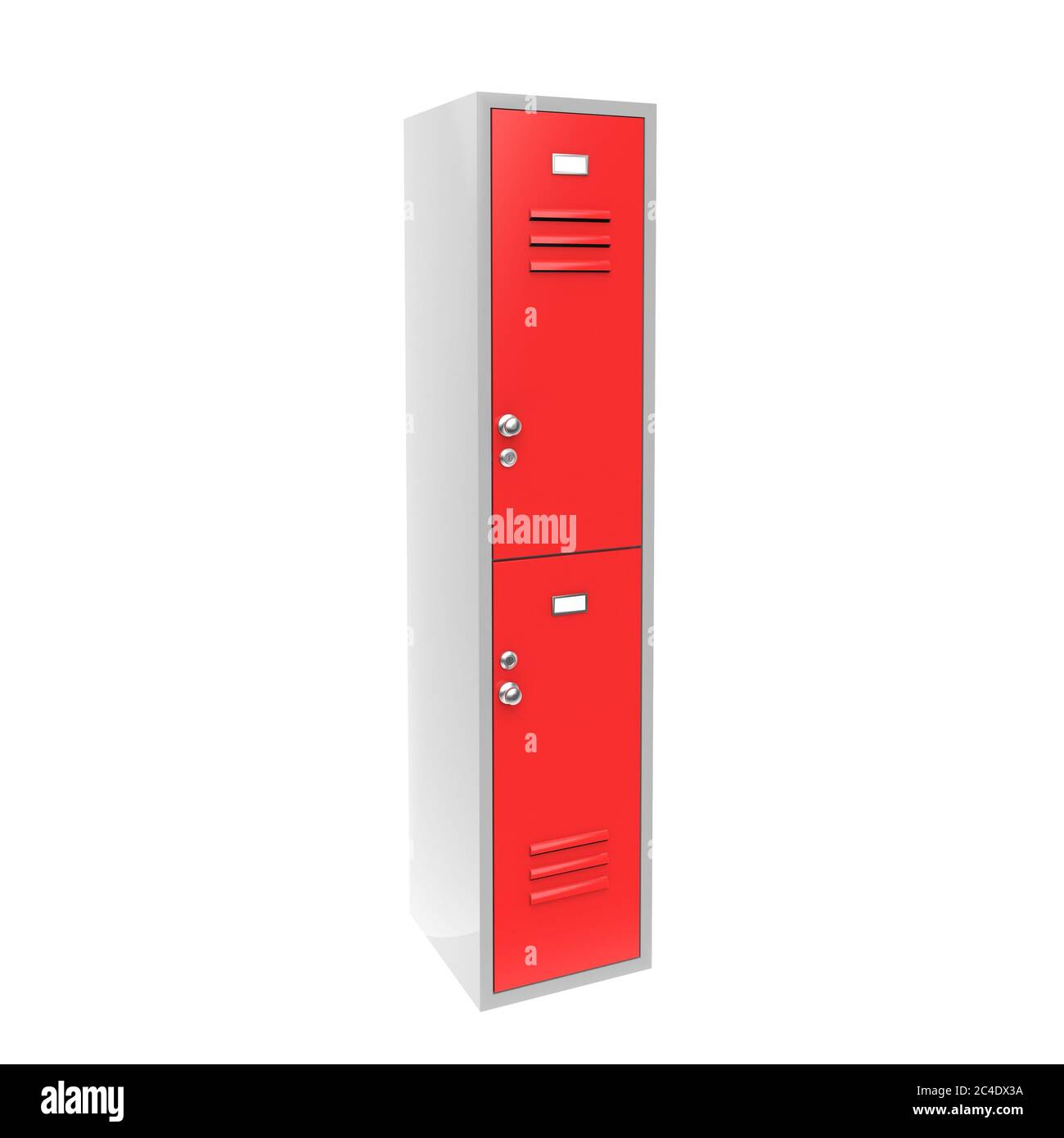 Red metal locker. Two level compartment Stock Photo - Alamy