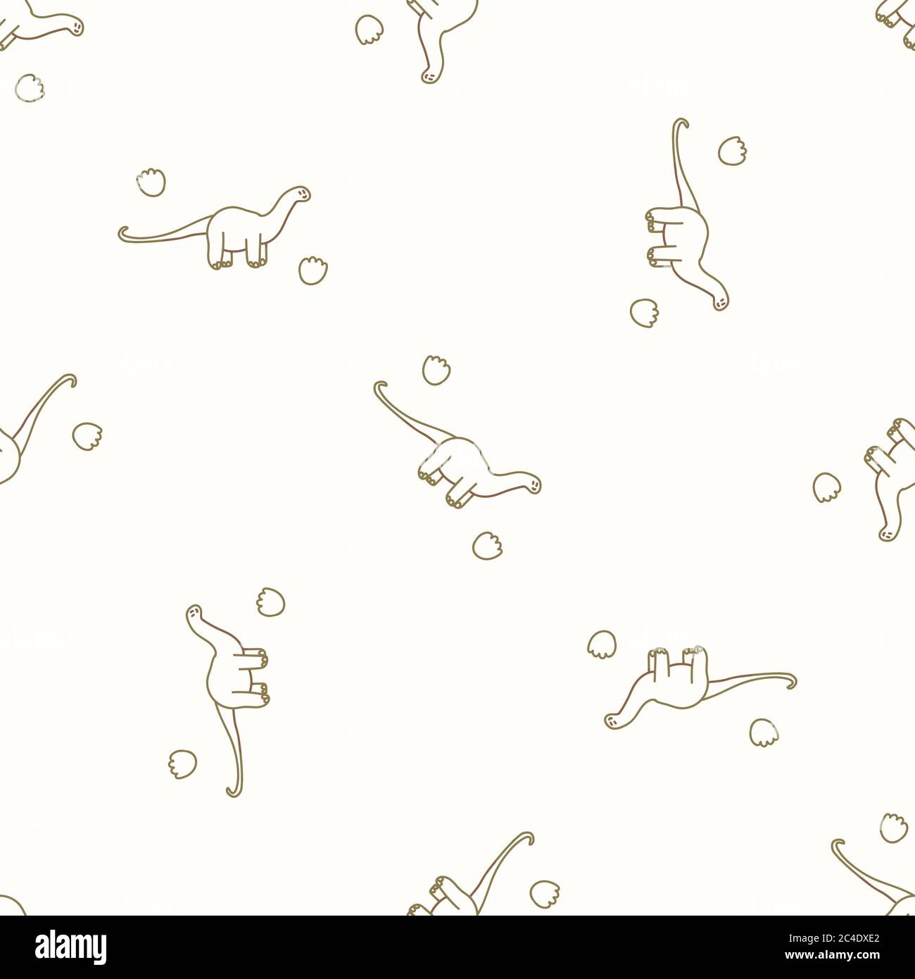 Seamless background Apatosaurus with footprint dinosaur gender neutral ...