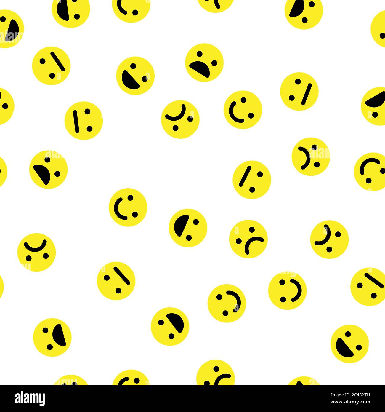 Emoji seamless pattern background. Simple yellow emoticons. Vector ...