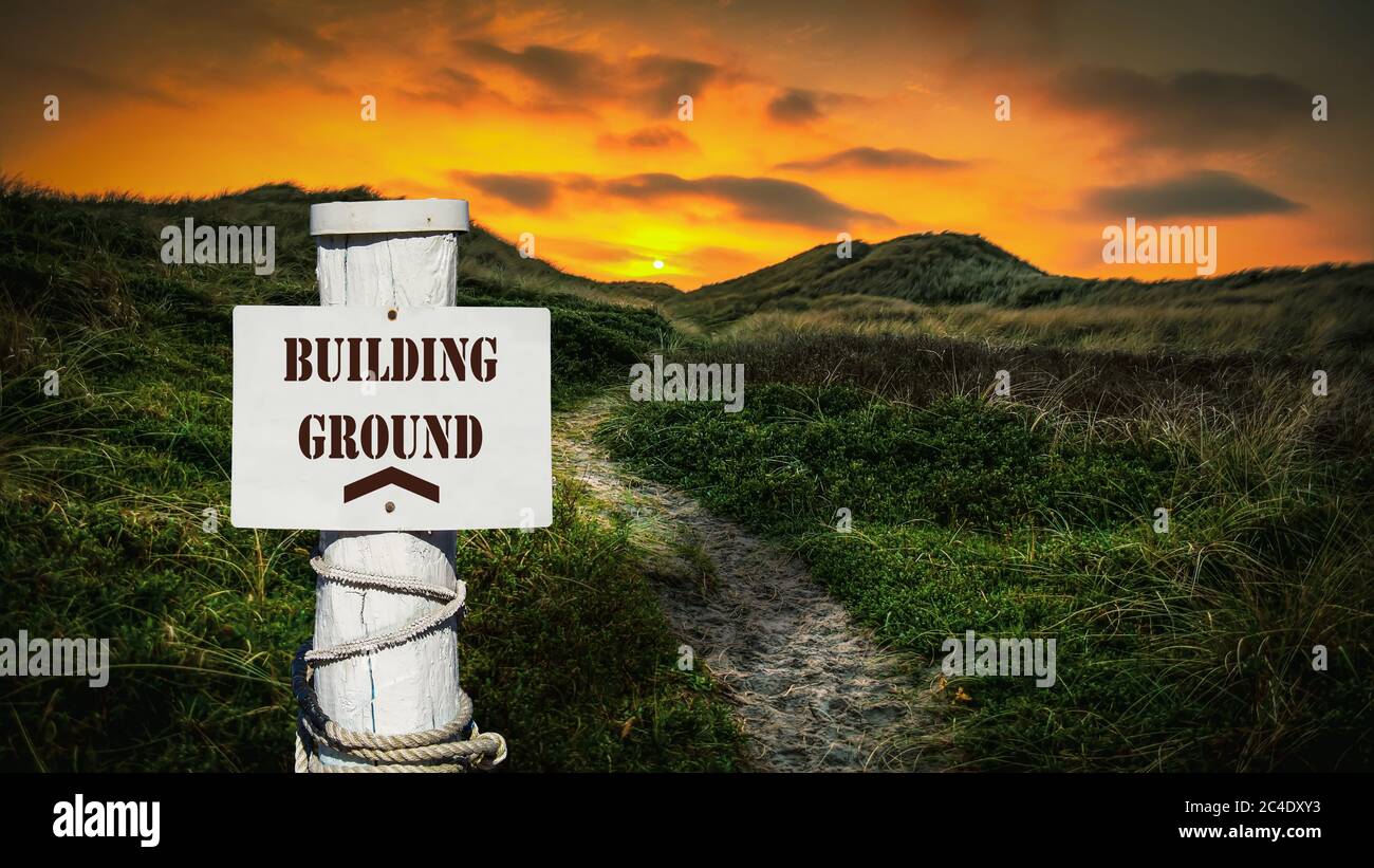 Street Sign the Direction Way to BUILDING GROUND Stock Photo - Alamy