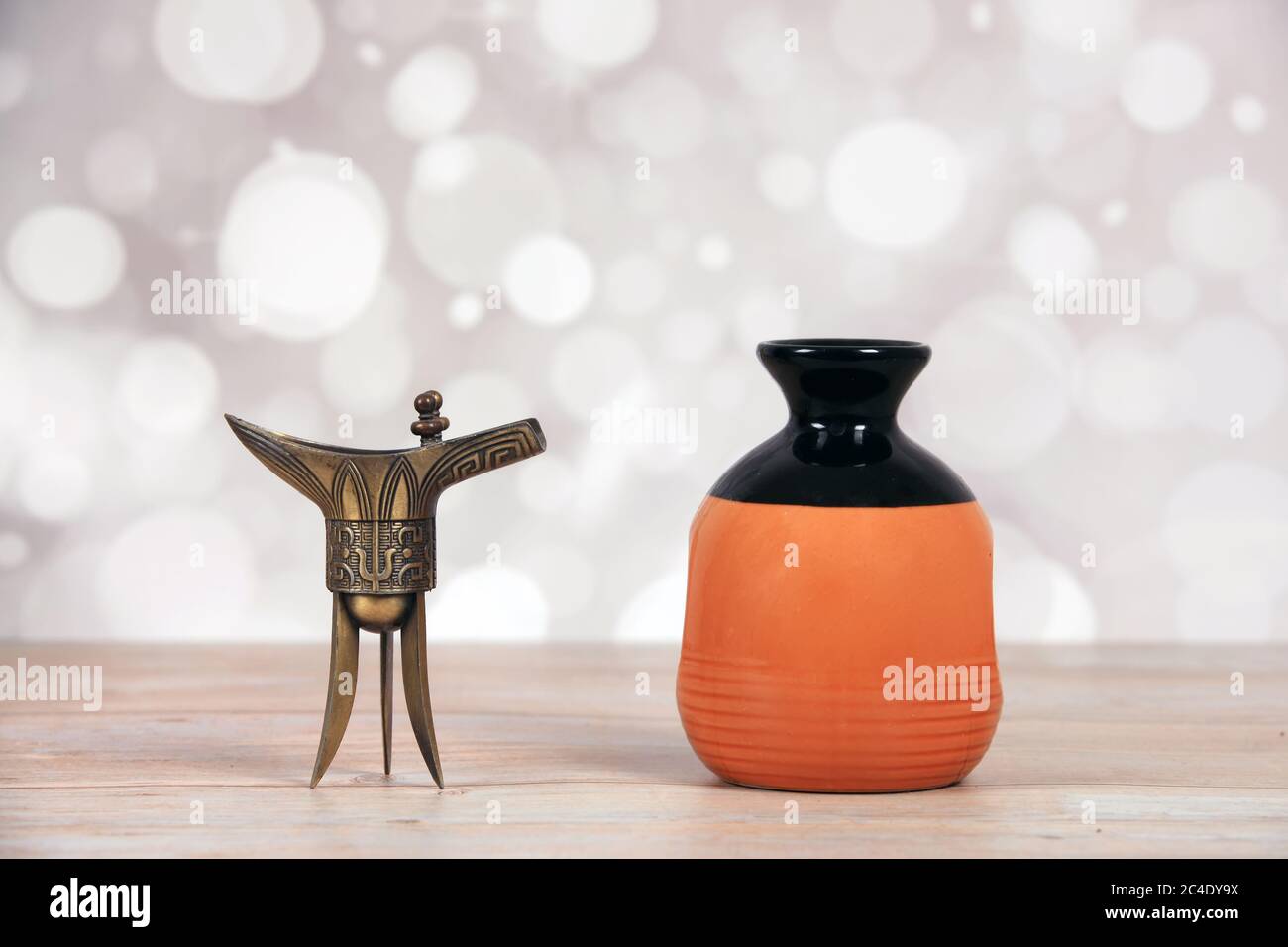 Chinese liquor and copper wine glasses Stock Photo - Alamy