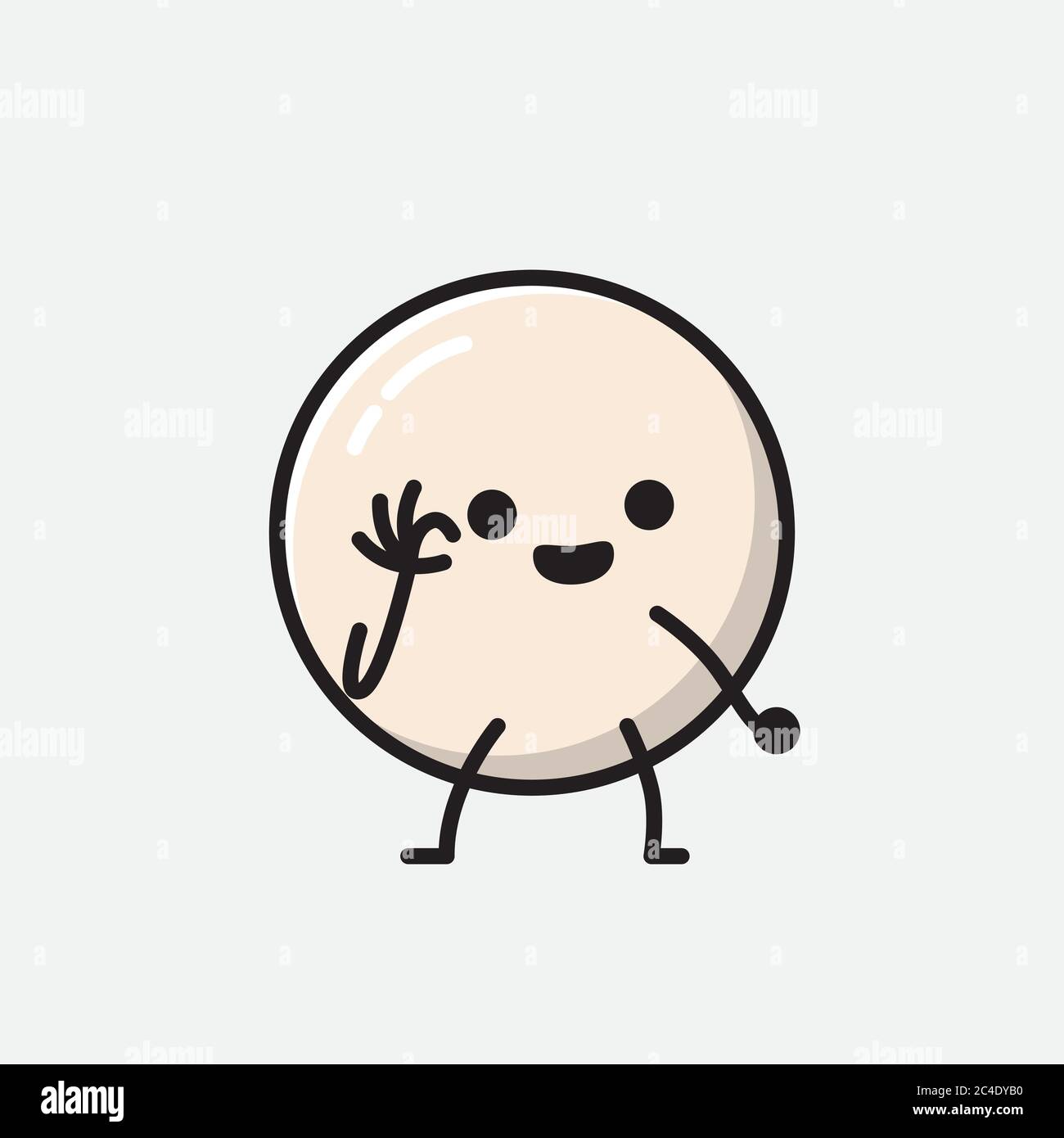 An illustration of Cute White Ball Mascot Vector Character in Flat ...