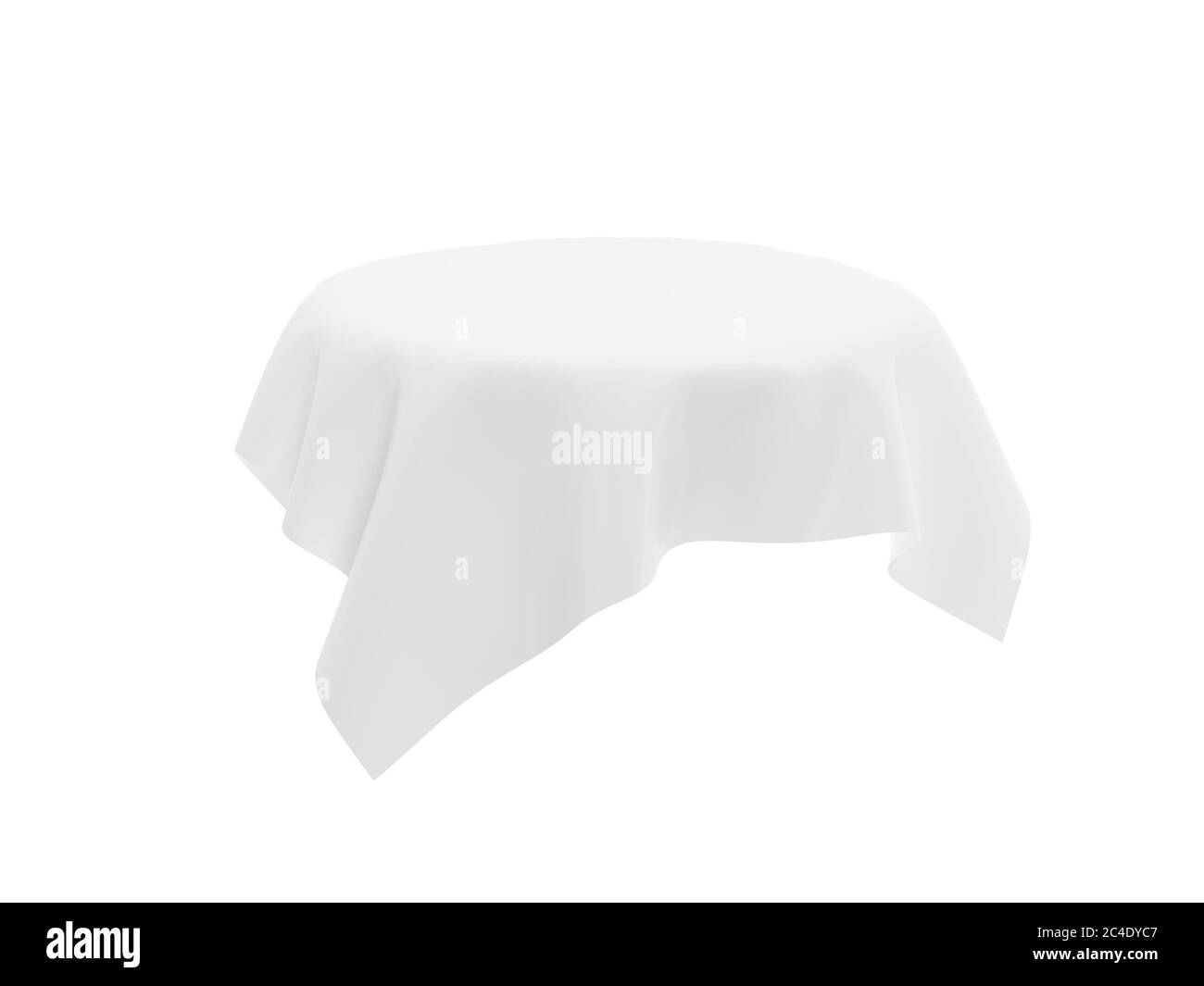 White tablecloth on invisible round table. 3d rendering illustration ...