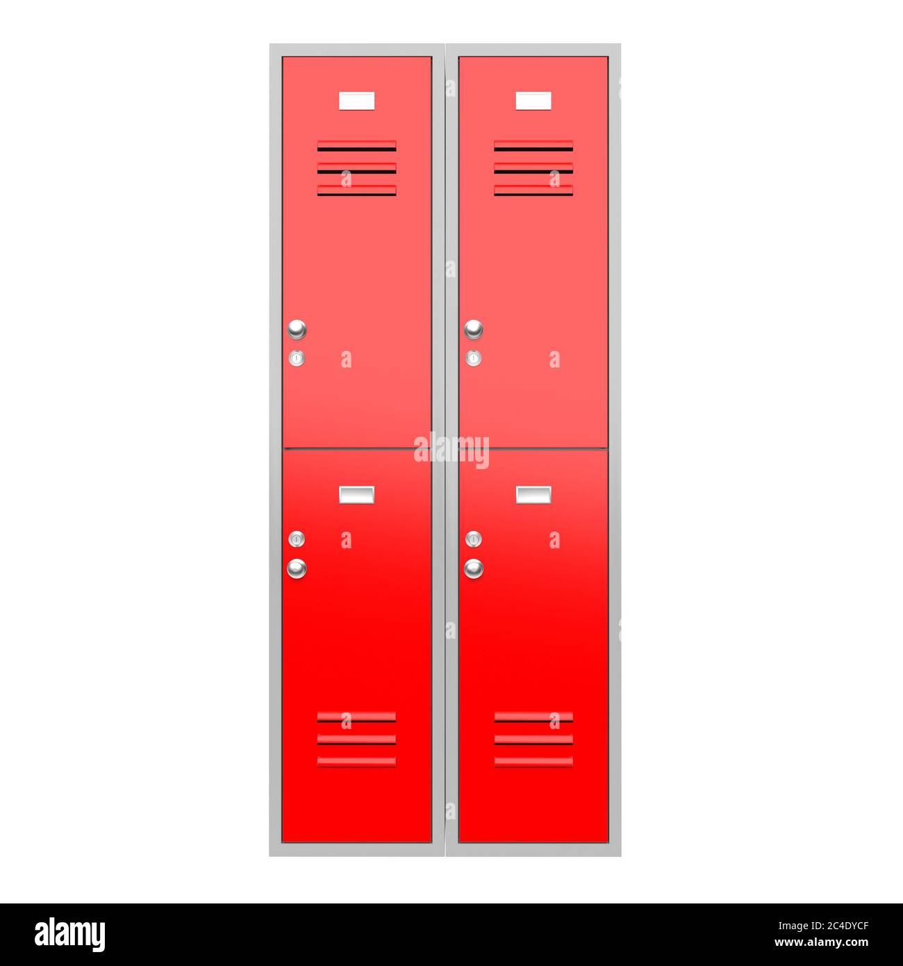 Red level gym lockers. 3d rendering illustration Stock Photo - Alamy
