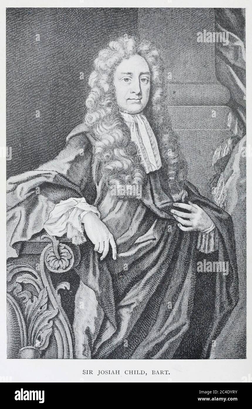 Sir Josiah Child 1630-1699. Governor of the East India Company Stock ...