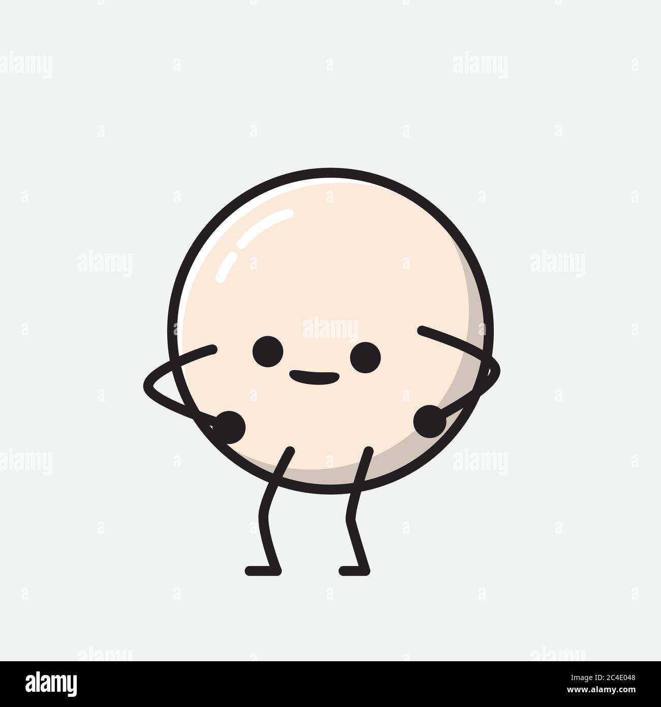 An illustration of Cute White Ball Mascot Vector Character in Flat ...