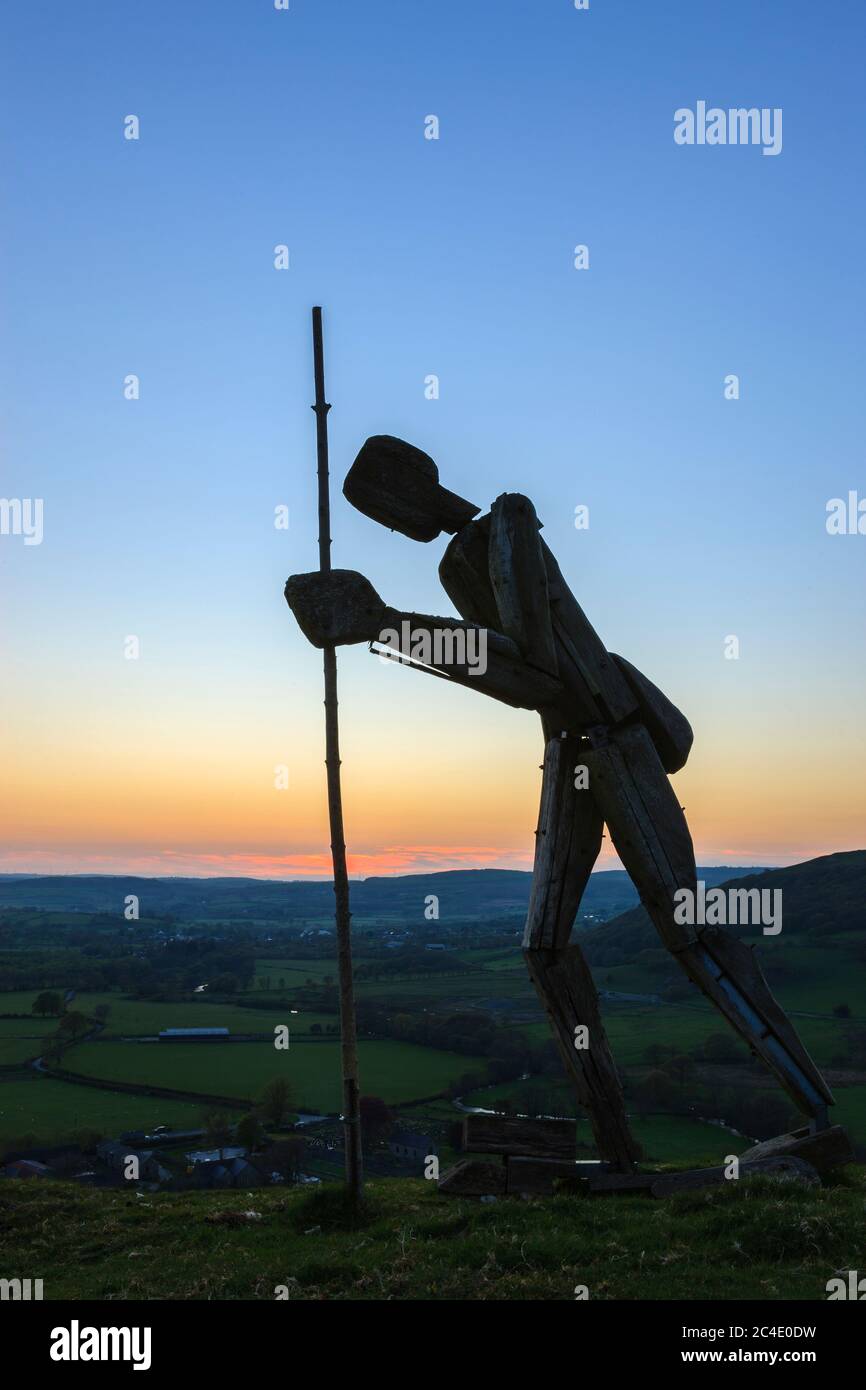 Pilgrim Statue on the hilltop at Strata Florida Abbey Pontrhydfendigaid ...