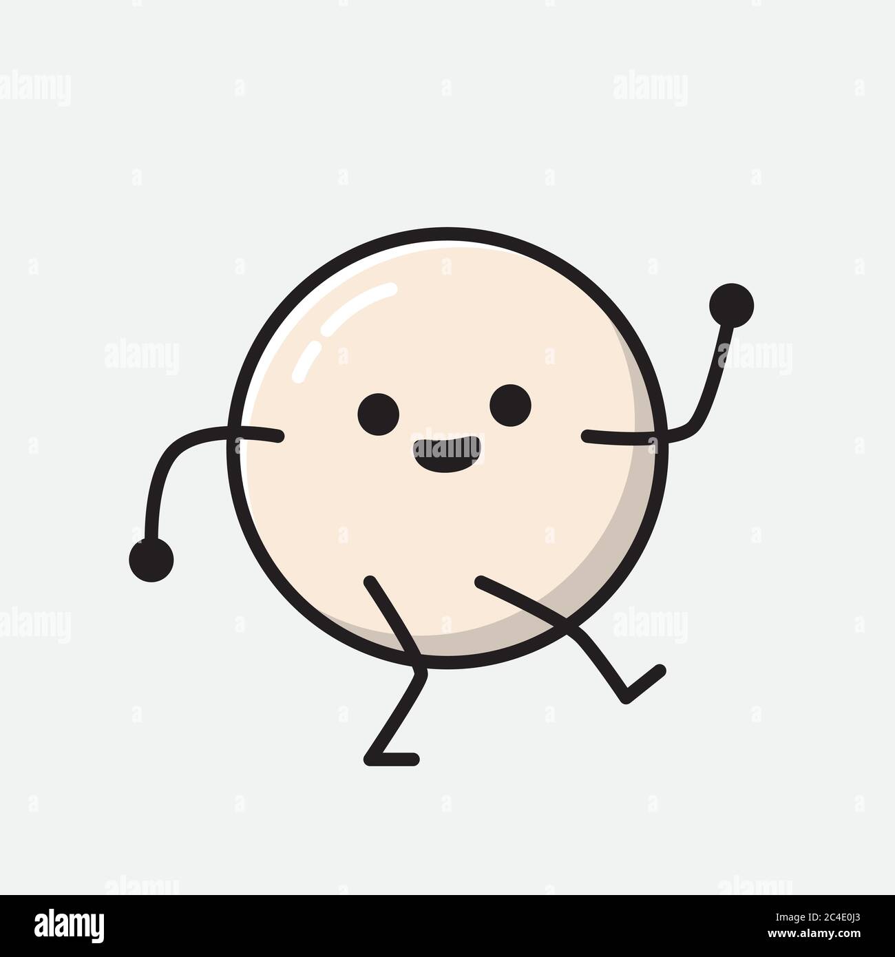 An illustration of Cute White Ball Mascot Vector Character in Flat ...