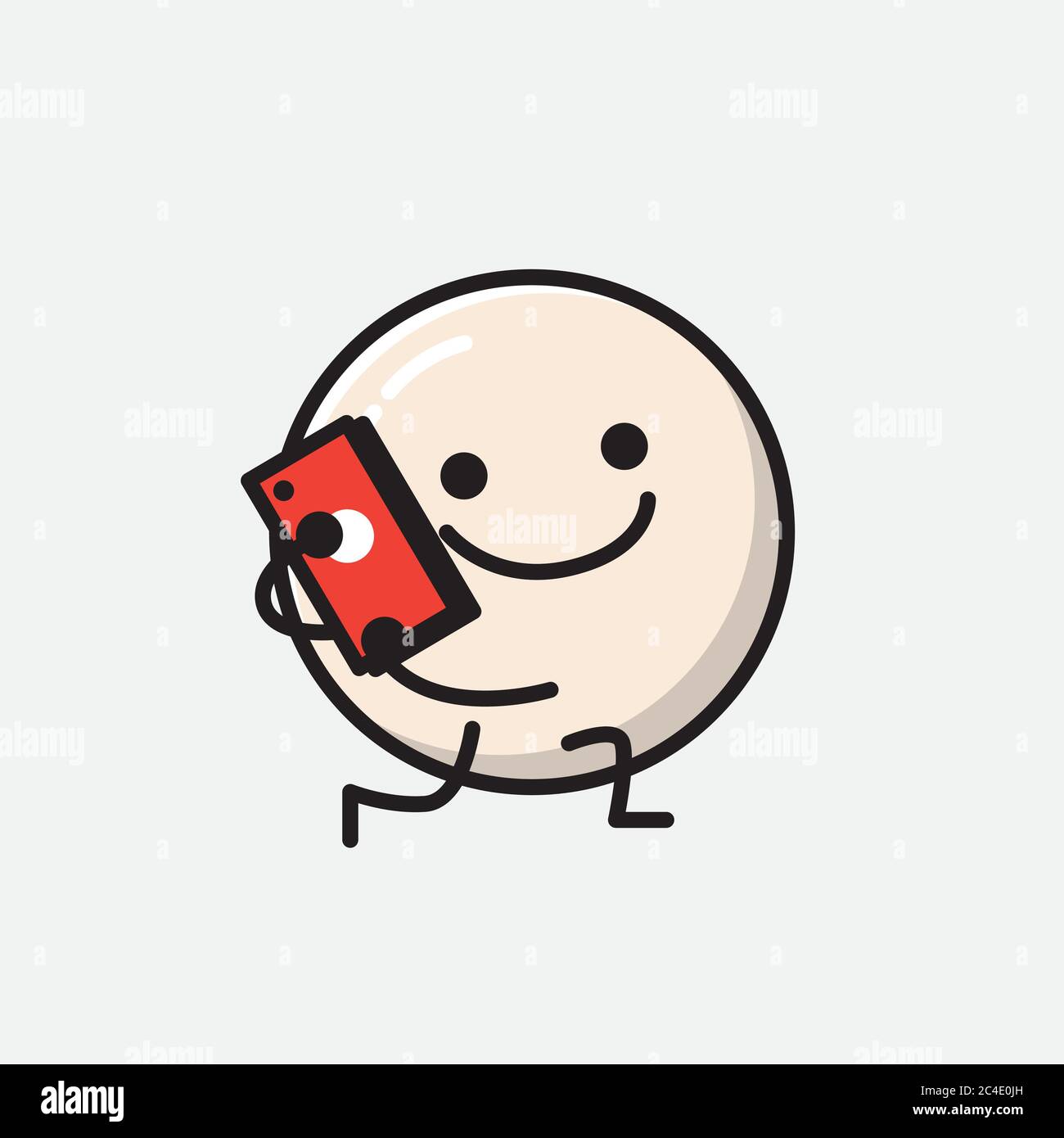 An illustration of Cute White Ball Mascot Vector Character in Flat ...