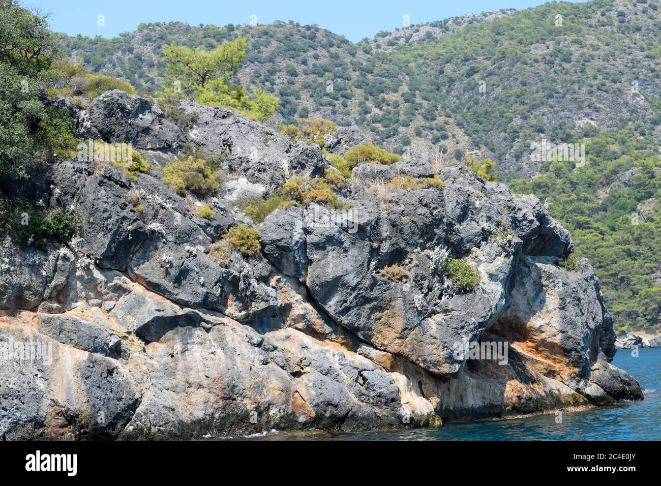 View of an Outcrop of Rock Above the Sea Near Oludeniz in Turkey Stock ...
