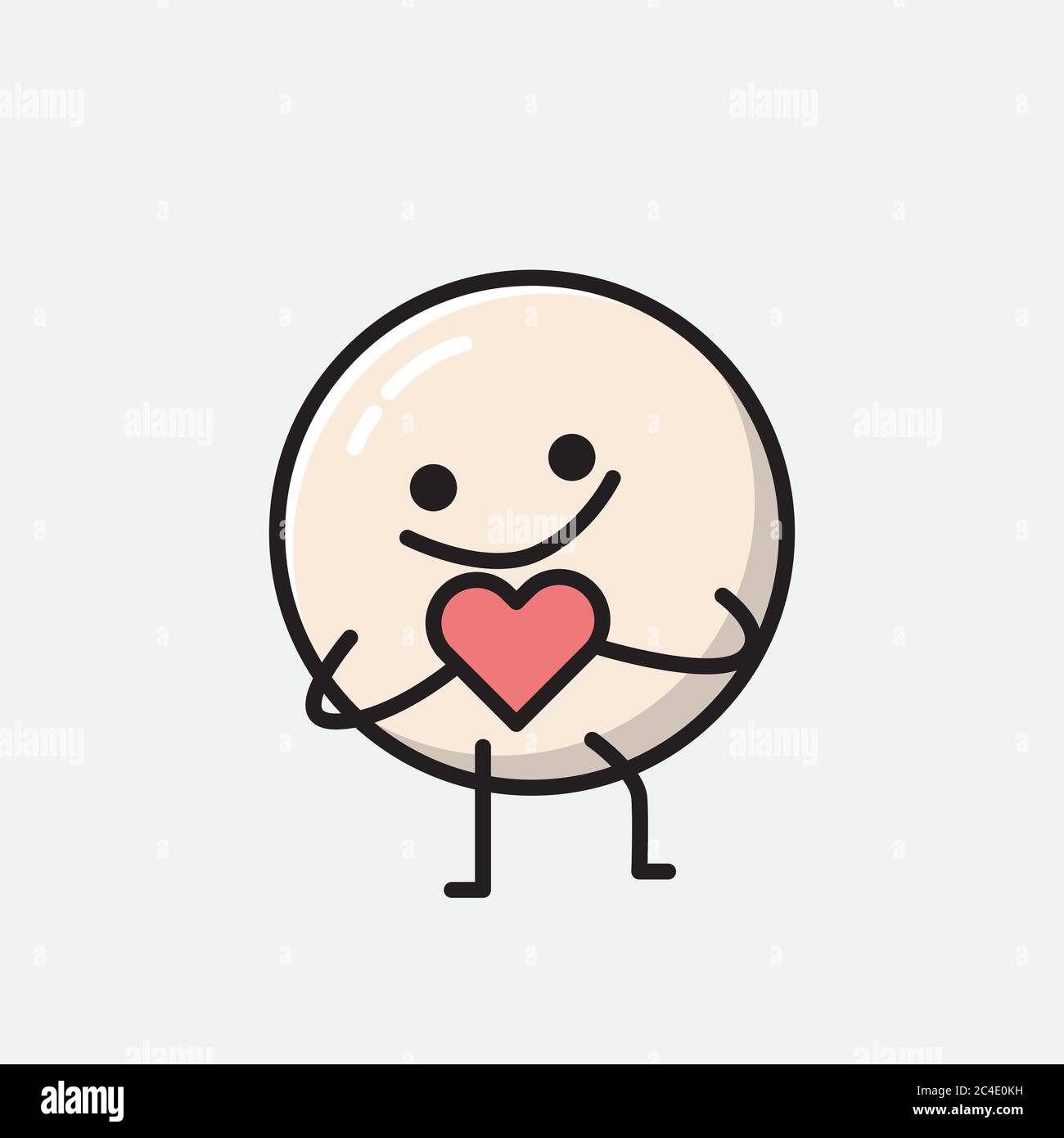 An illustration of Cute White Ball Mascot Vector Character in Flat ...
