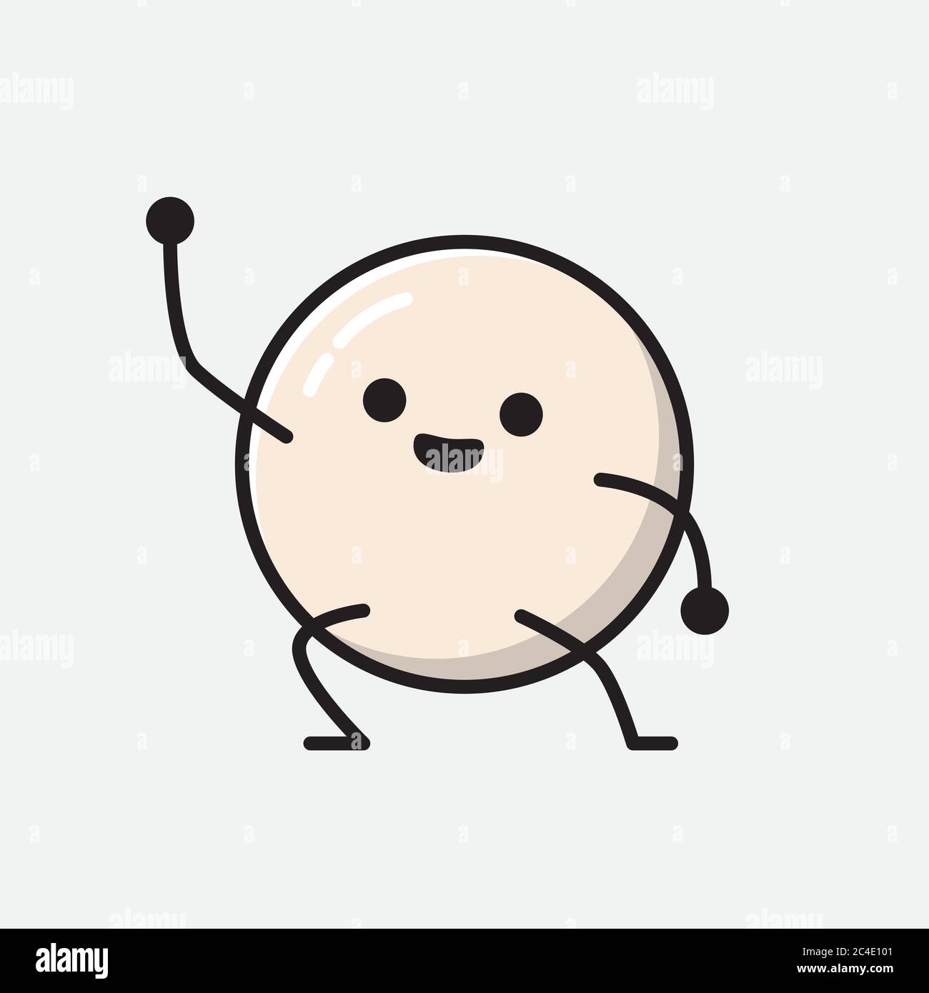 An illustration of Cute White Ball Mascot Vector Character in Flat ...