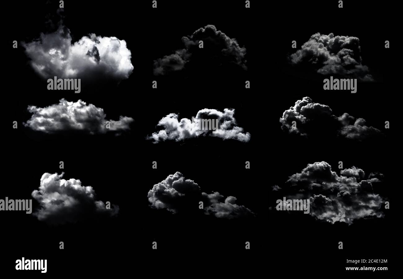 Isolated set of clouds. Fluffy white clouds isolated - can be placed on ...