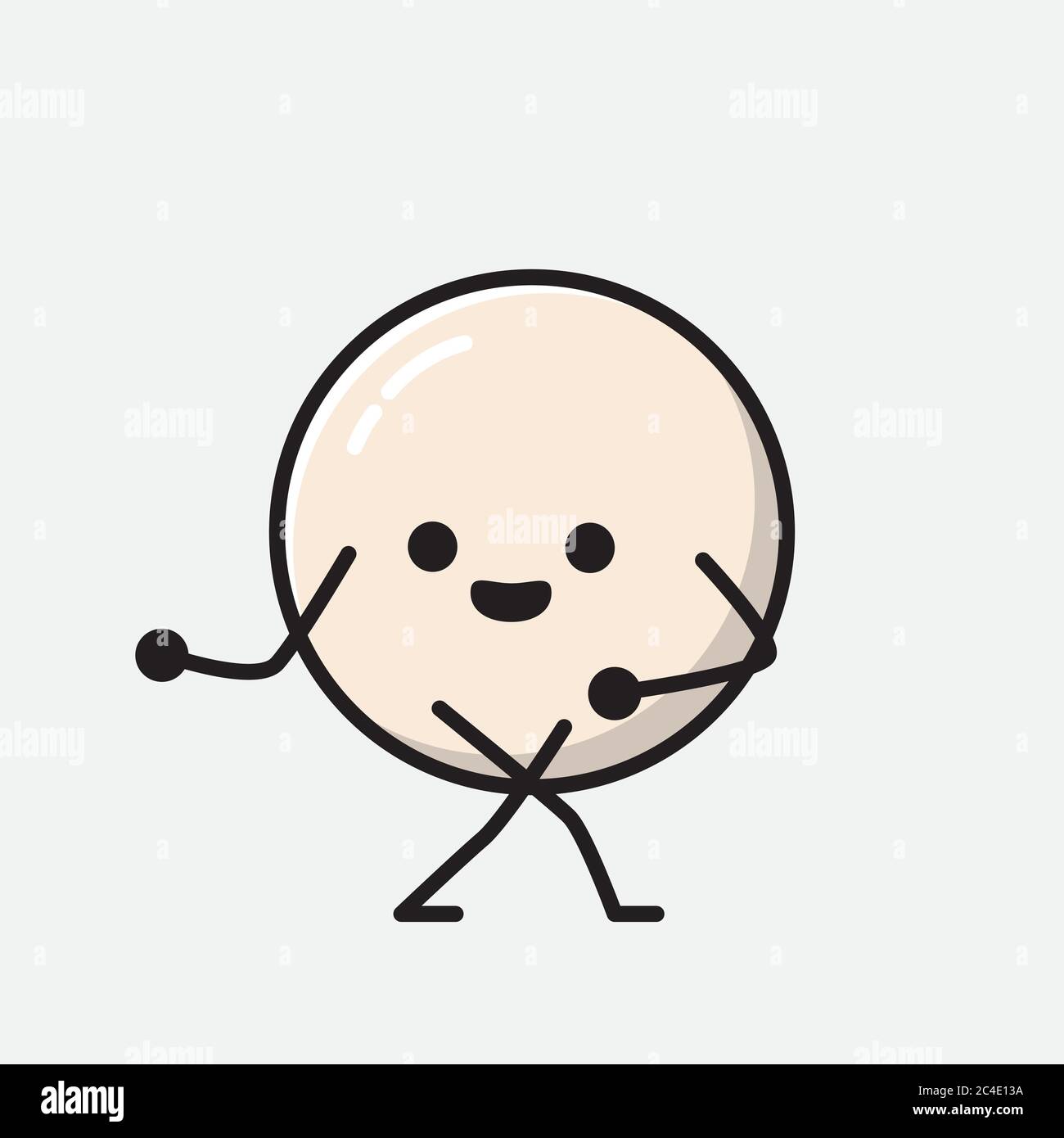 An illustration of Cute White Ball Mascot Vector Character in Flat ...