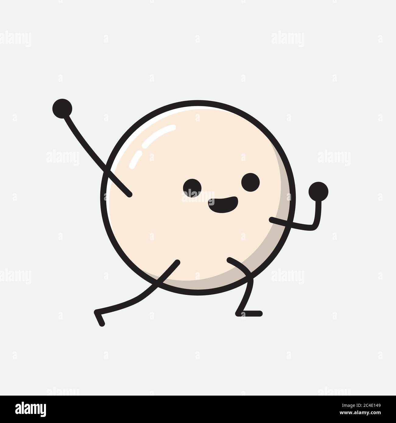 An illustration of Cute White Ball Mascot Vector Character in Flat ...