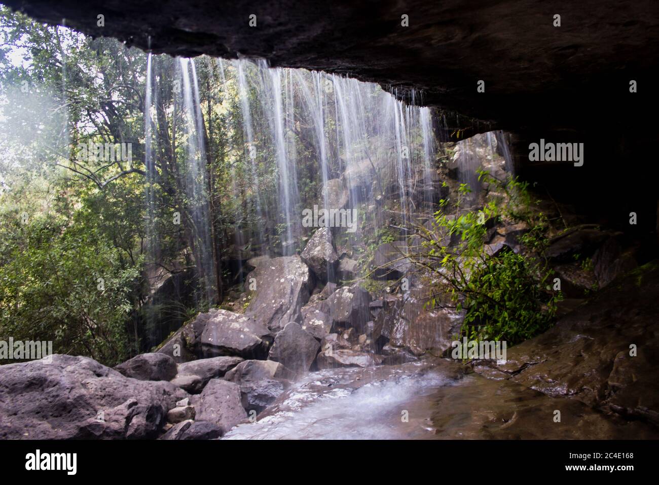 View from behind Tiger Falls, one of the smaller waterfalls of Royal ...