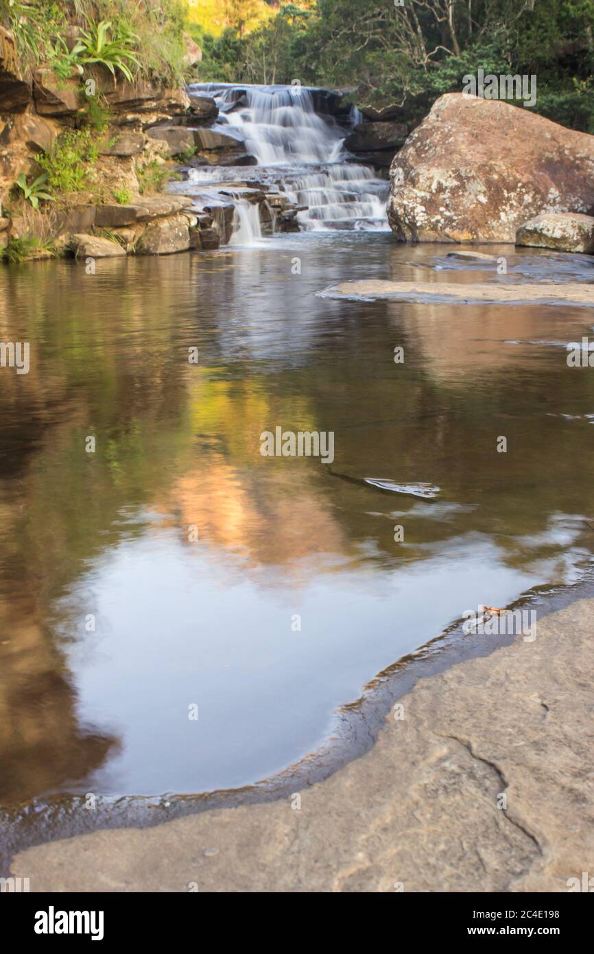The Cascades, a small picturesque waterfall in the Mahai river, with ...