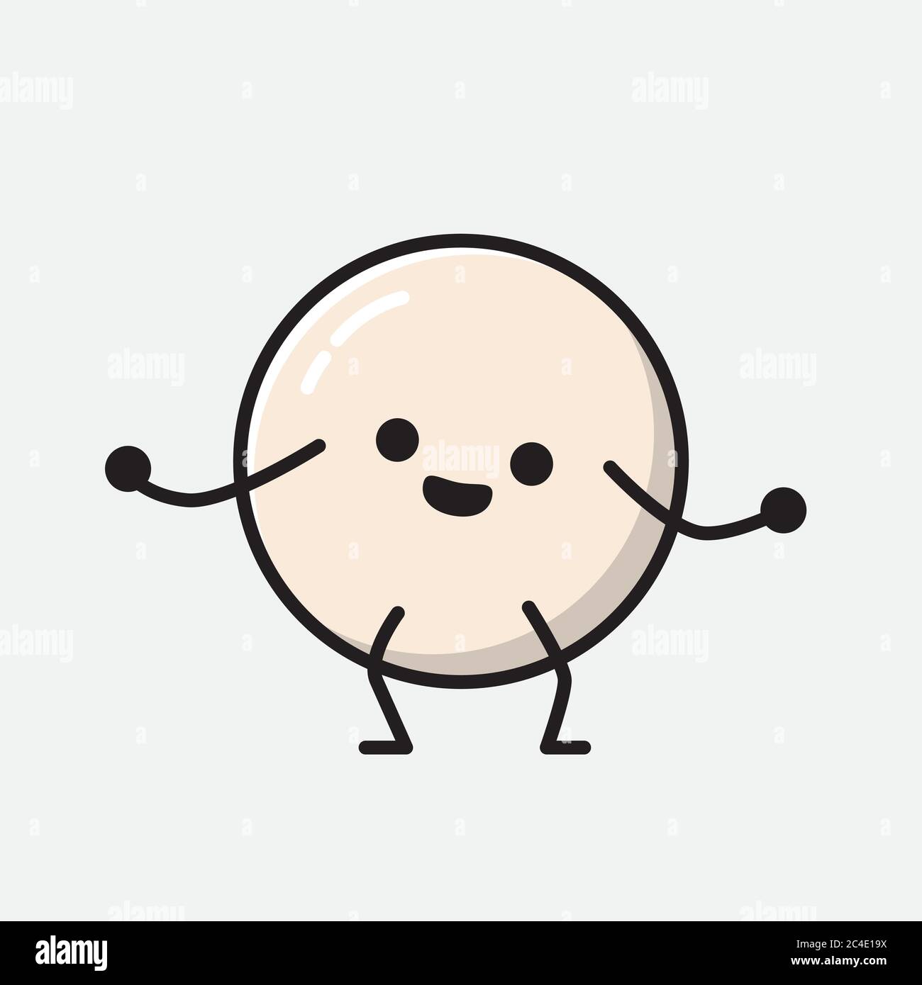 An illustration of Cute White Ball Mascot Vector Character in Flat ...