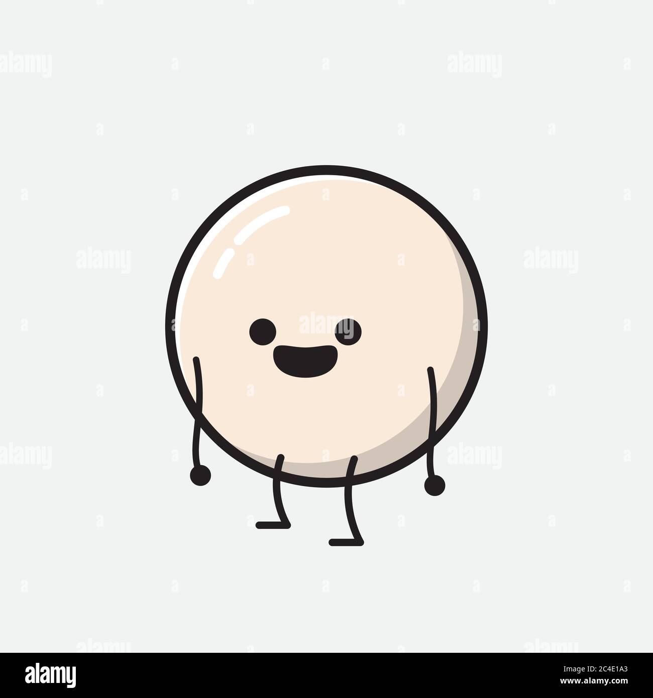 An illustration of Cute White Ball Mascot Vector Character in Flat ...