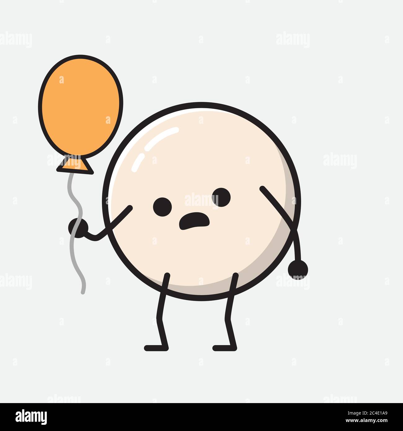 An illustration of Cute White Ball Mascot Vector Character in Flat ...