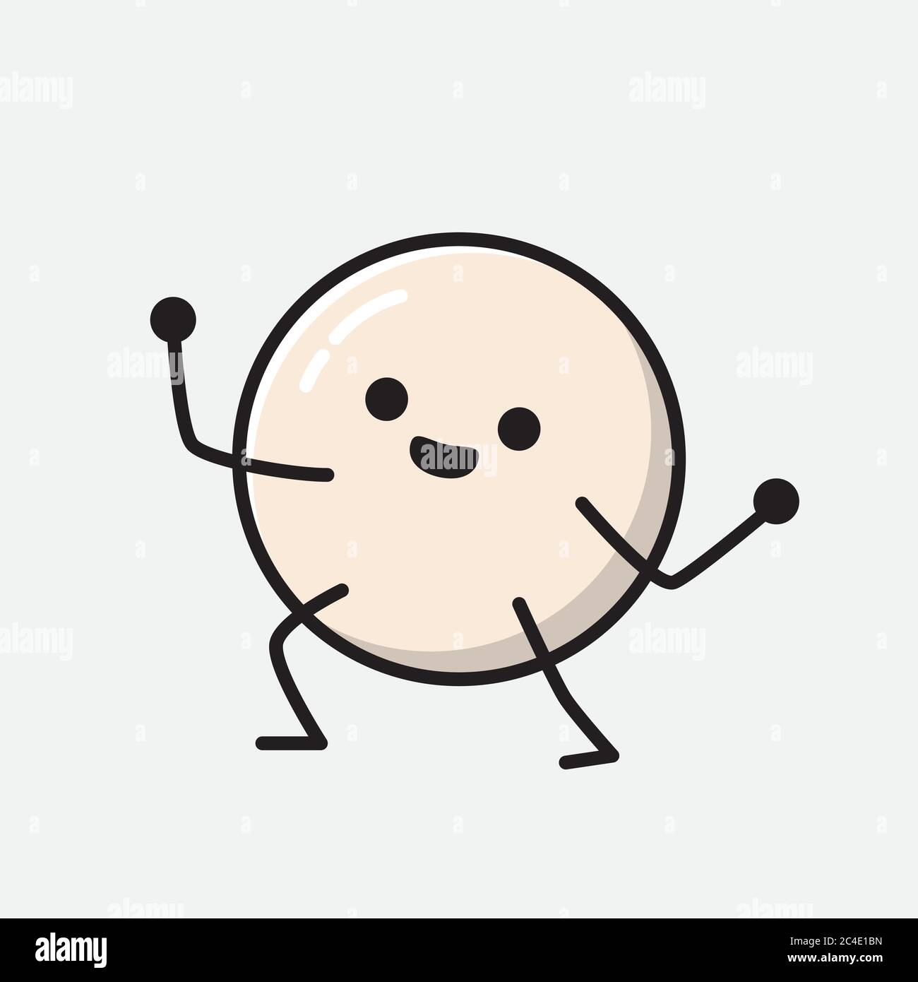 An illustration of Cute White Ball Mascot Vector Character in Flat ...