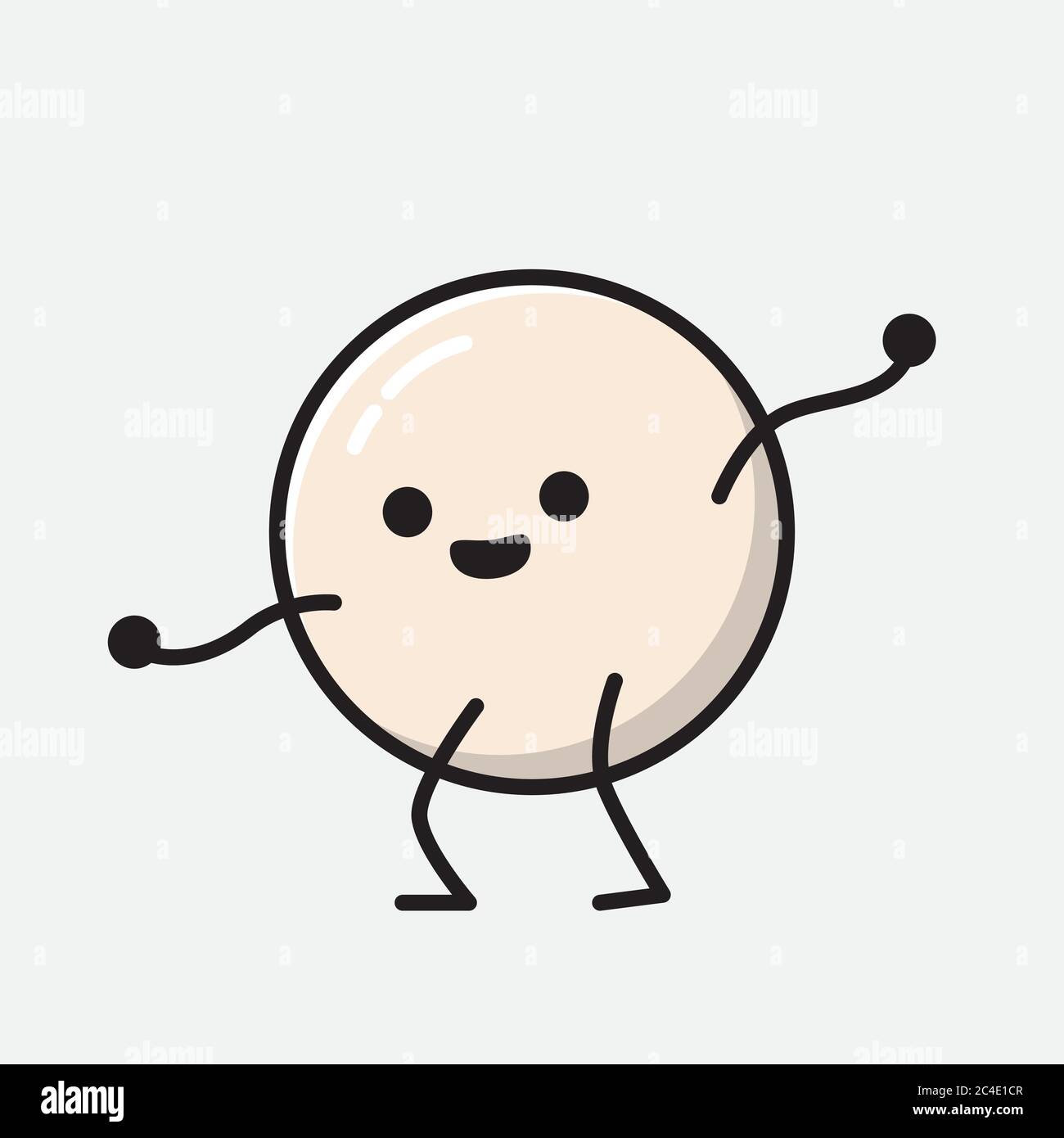 An illustration of Cute White Ball Mascot Vector Character in Flat ...