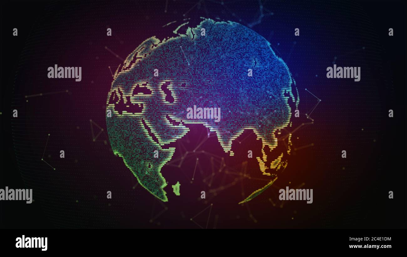 Connection lines Around Earth Globe. Background with Light Effect ...