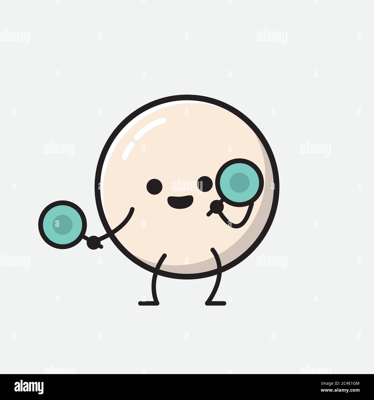 An illustration of Cute White Ball Mascot Vector Character in Flat ...