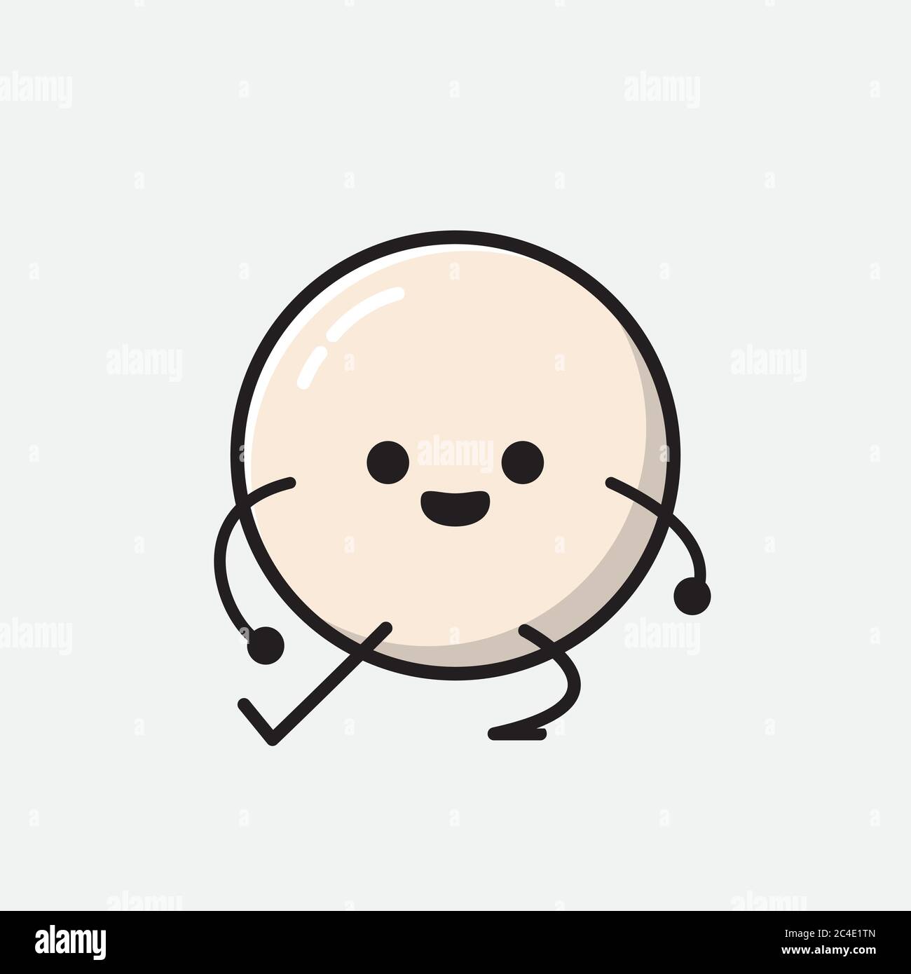 An illustration of Cute White Ball Mascot Vector Character in Flat ...