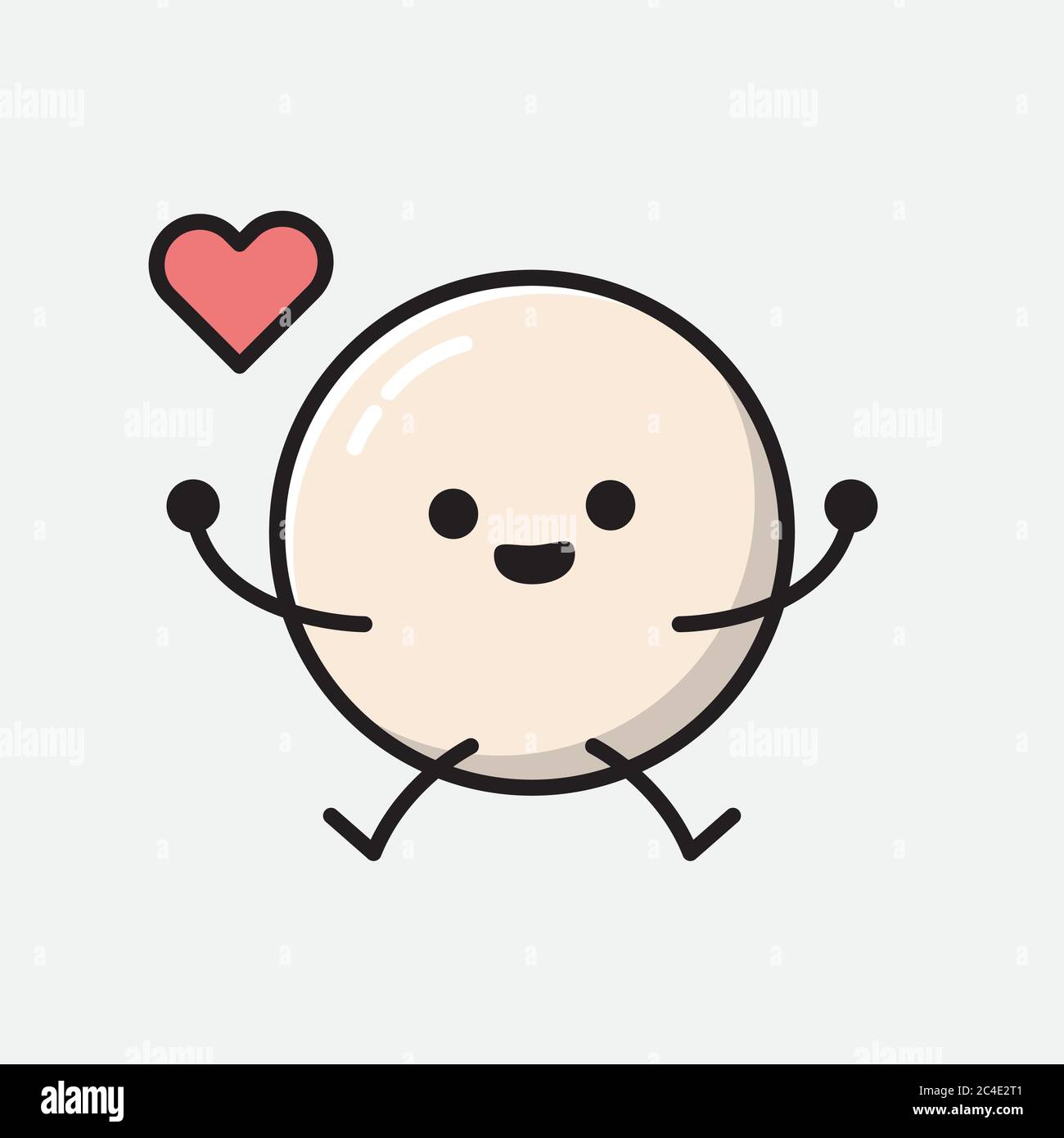An illustration of Cute White Ball Mascot Vector Character in Flat ...